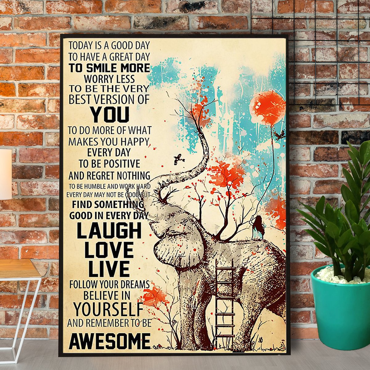 Elephants Remember To Be Awesome Elephant & Girl Paper Poster No Frame ...