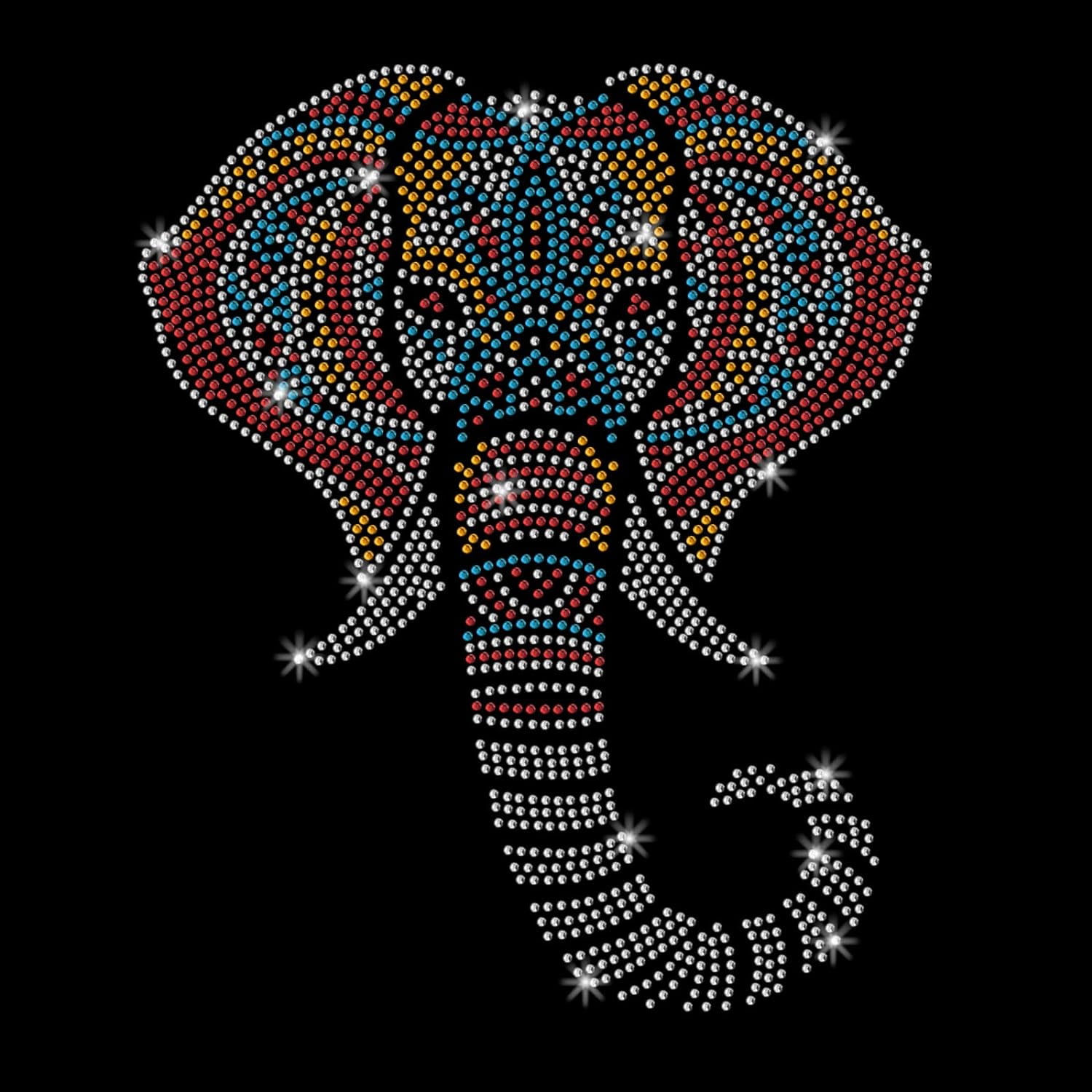Elephants Rhinestone Iron on Hotfix Wildlife Animal Heat Transfer Decal ...