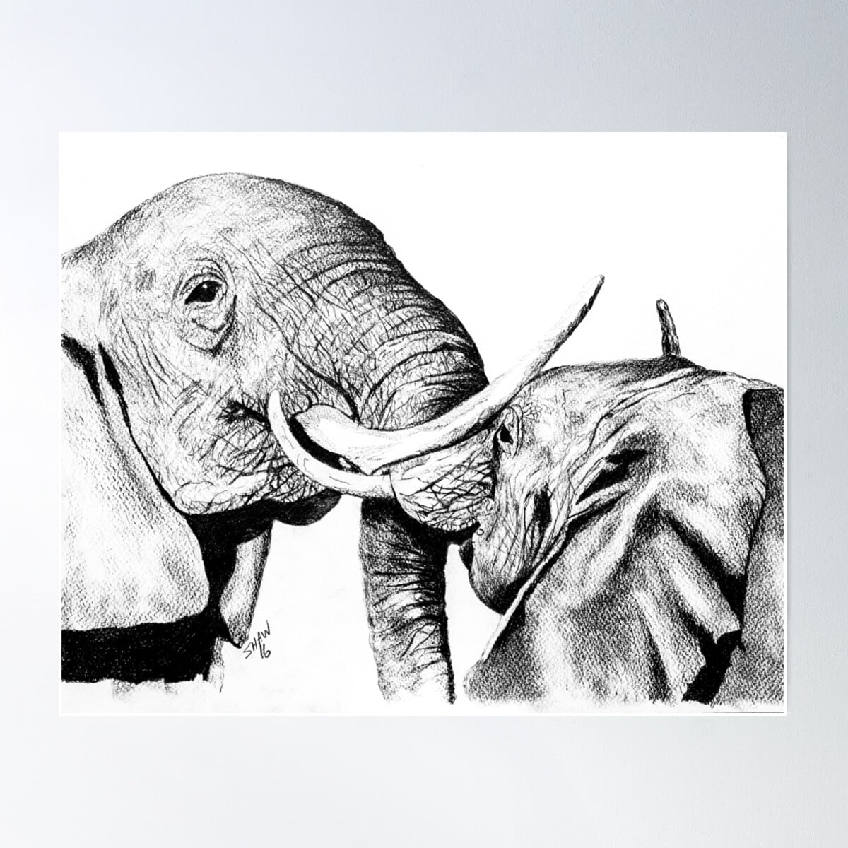 Elephants Saying Hi Poster Wall Art, Modern Wall Decor For Living Room ...