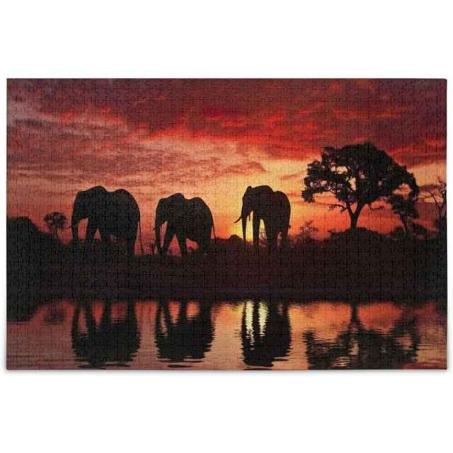 Elephants Silhouetted Jigsaw Puzzles 500 PiecesPuzzles for Adults ...