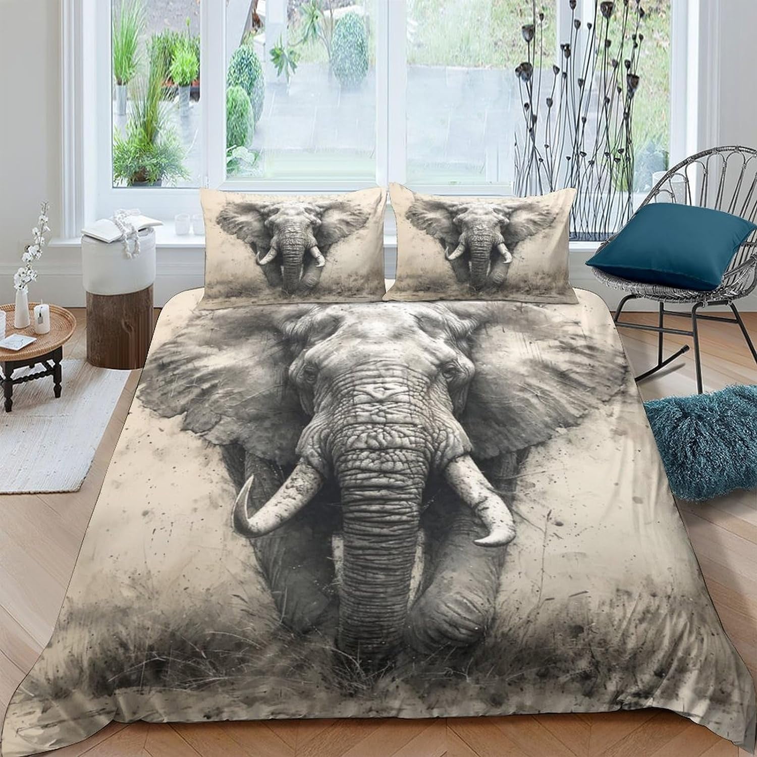 Elephants for Teens and Adults 3D Print Wal Elephants Quilt Cover Duvet ...
