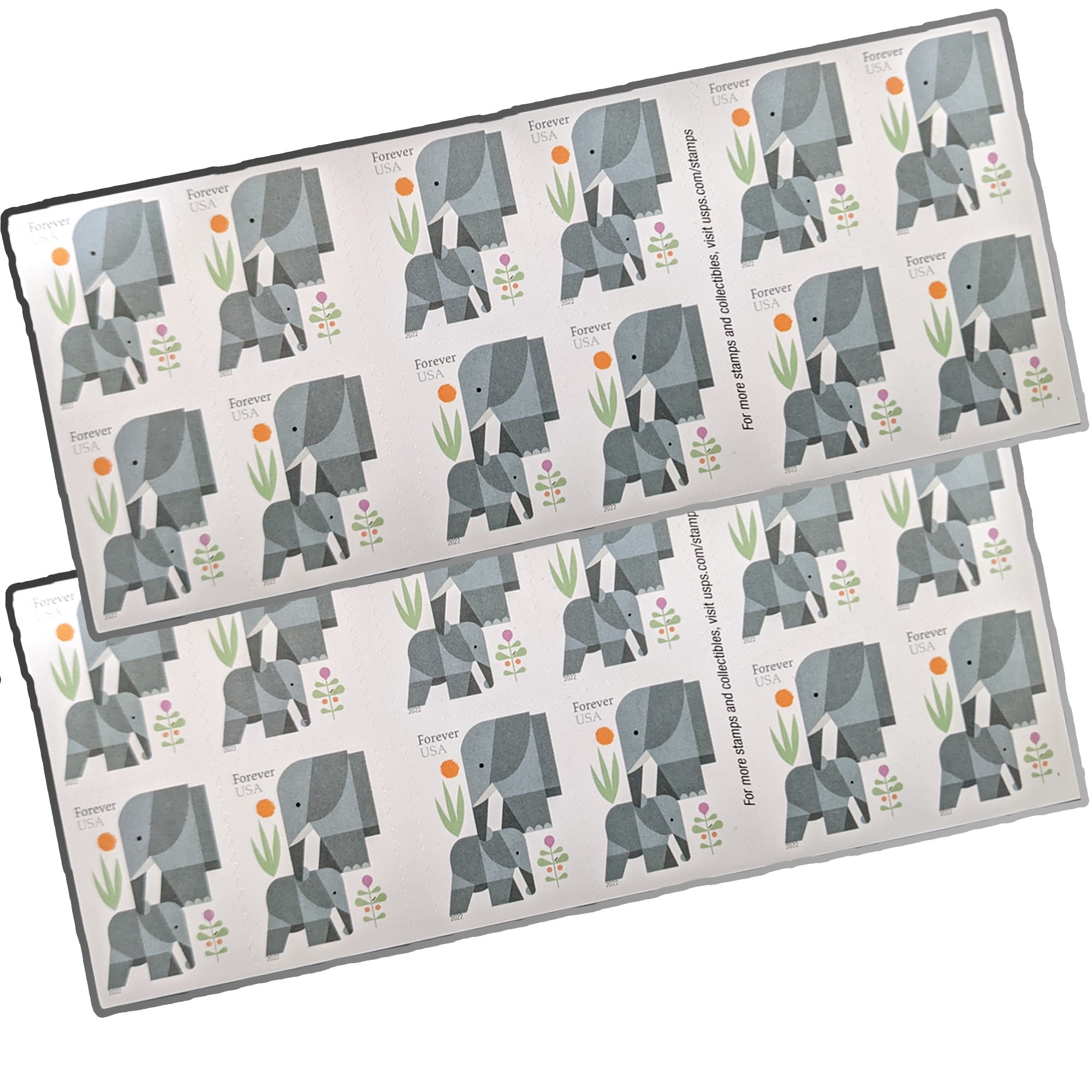 USPS Forever Elephant Postage Stamps - 2 Books (40 Stamps), First Class ...
