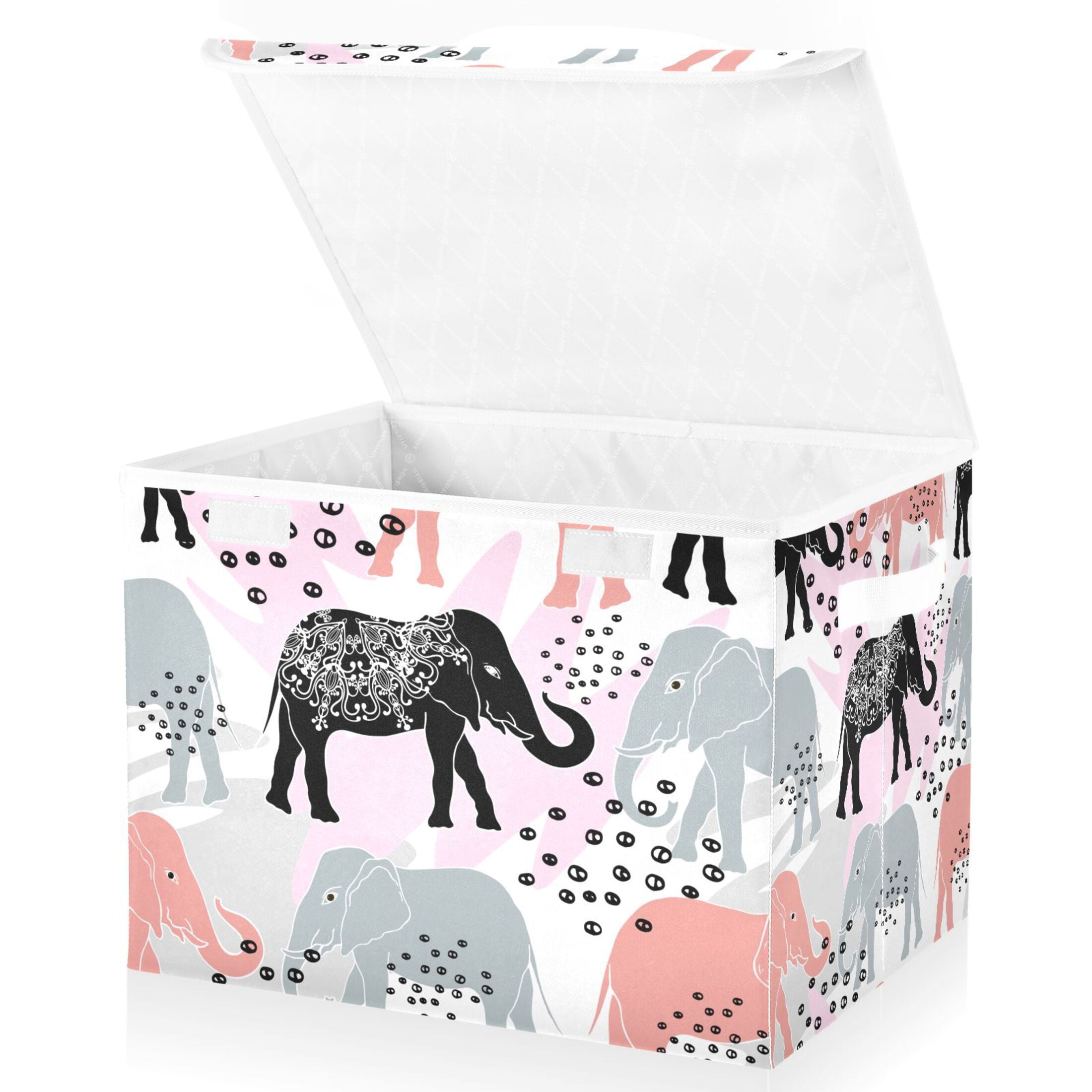 Elephants and Spots Large Lidded Storage Bin Foldable Storage Boxes ...