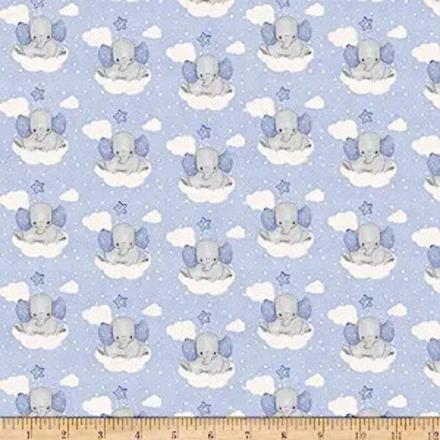 Elephants on Clouds Blue Comfy Flannel Fabric - Walmart.com