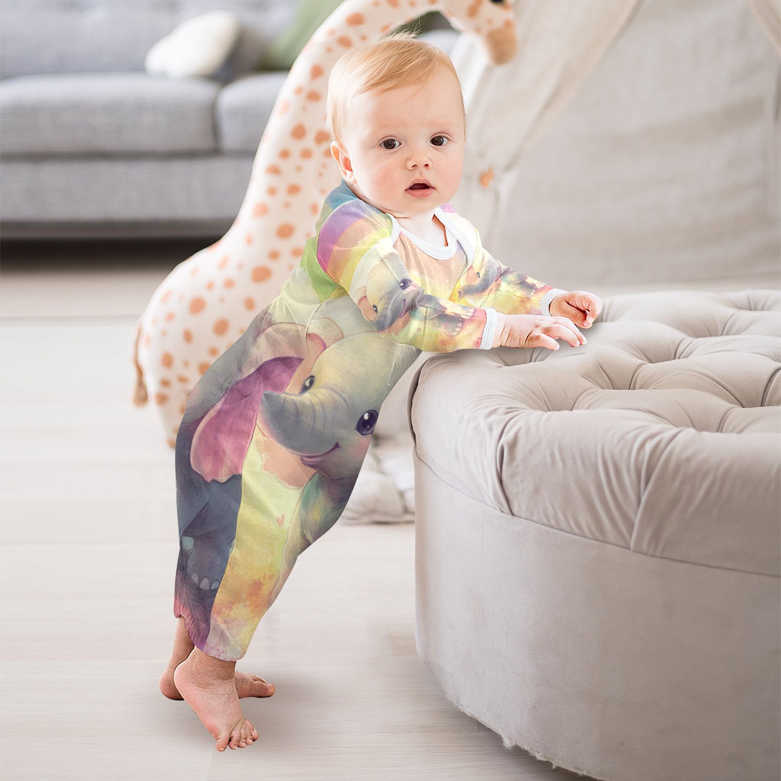 Elephants with Rainbows Newborn Baby Sleeper Gowns Baby Nightdress ...