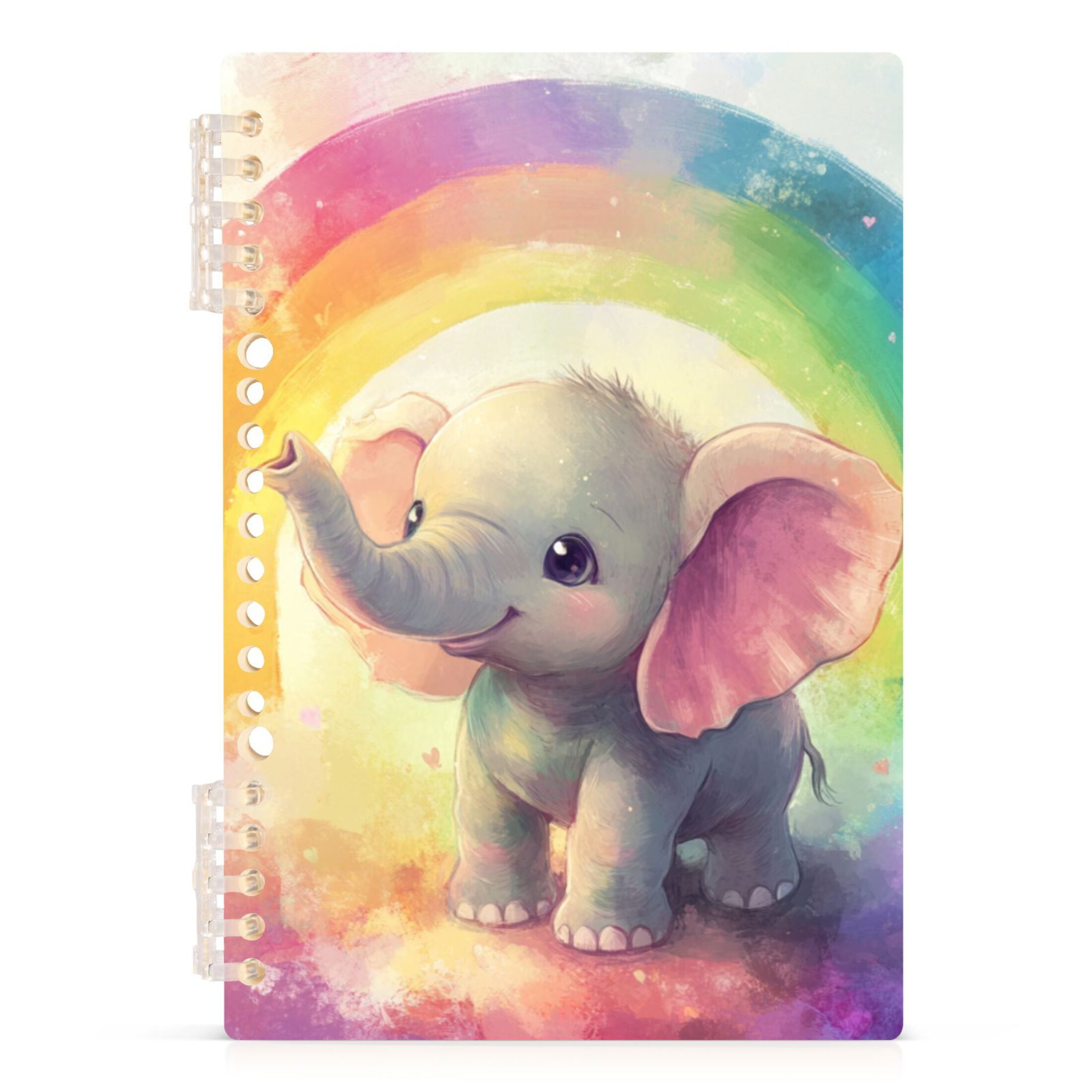 Elephants with Rainbows Ring Binder Notebook Journey Note Diary College ...
