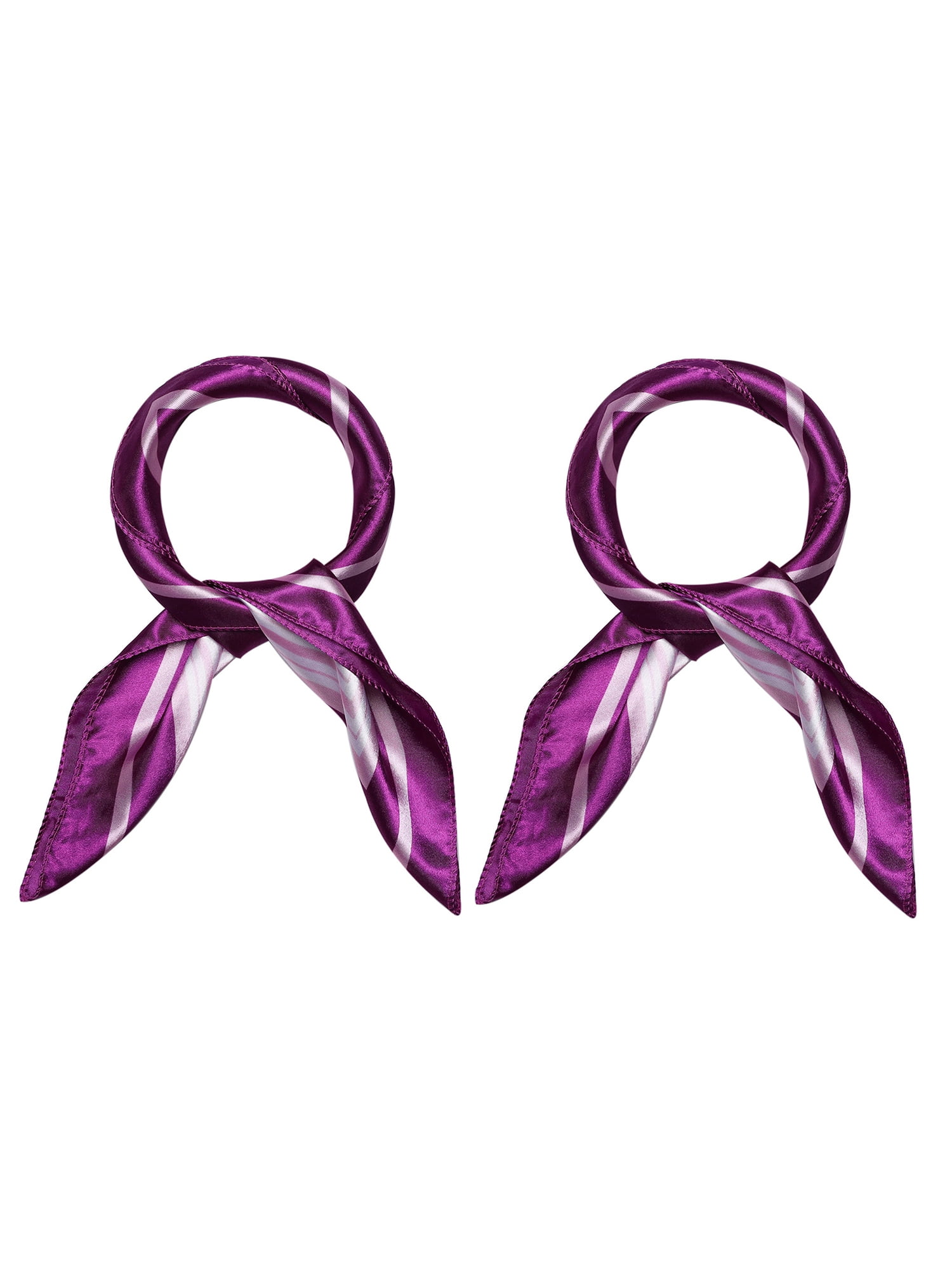 INSPIRE CHIC 2Pcs 50cm Satin Stripe Print Square Scarves Neckerchief ...