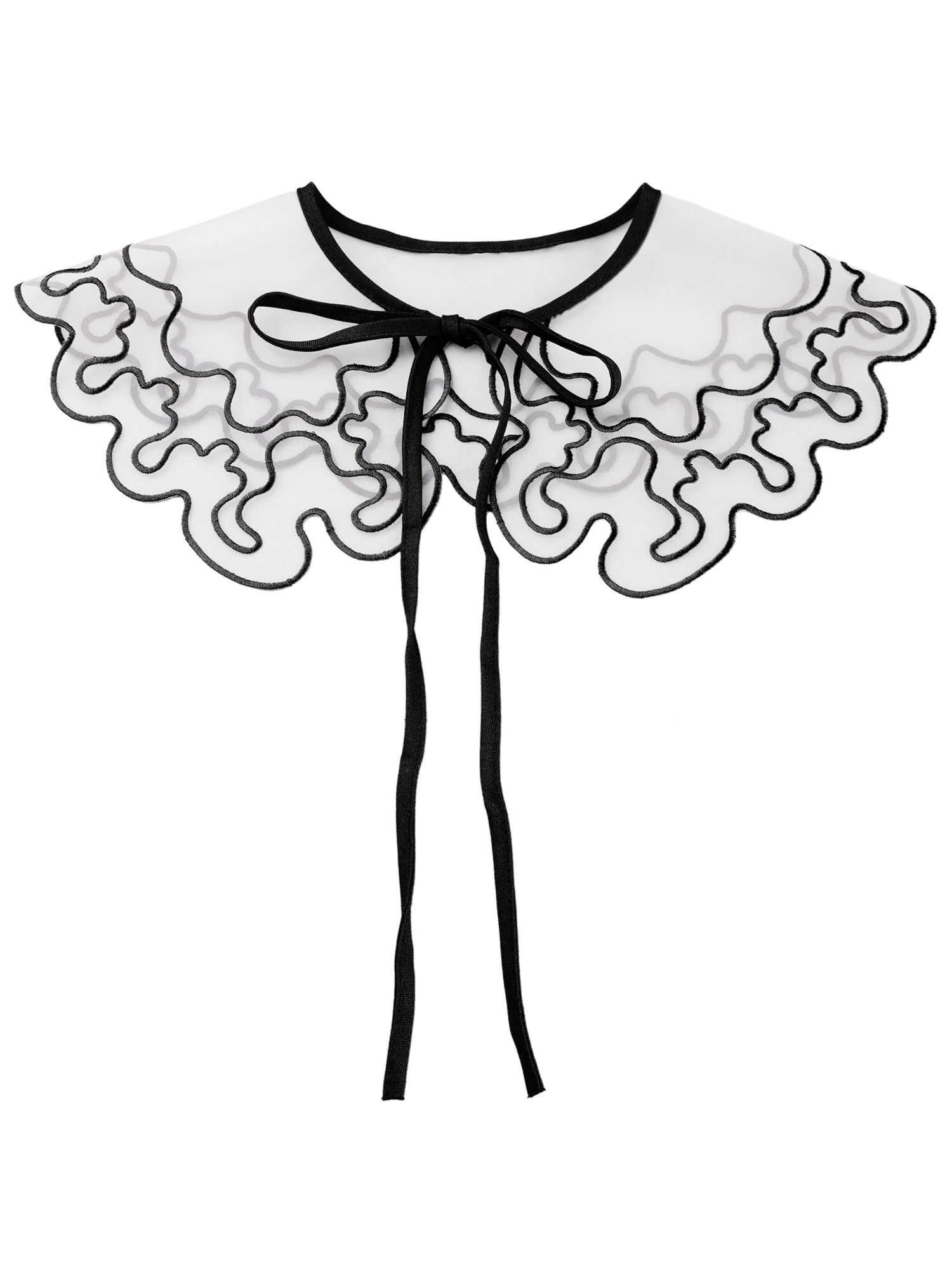 INSPIRE CHIC Detachable Fake Collar, Semi-Sheer Embroidery Mini Cape ...