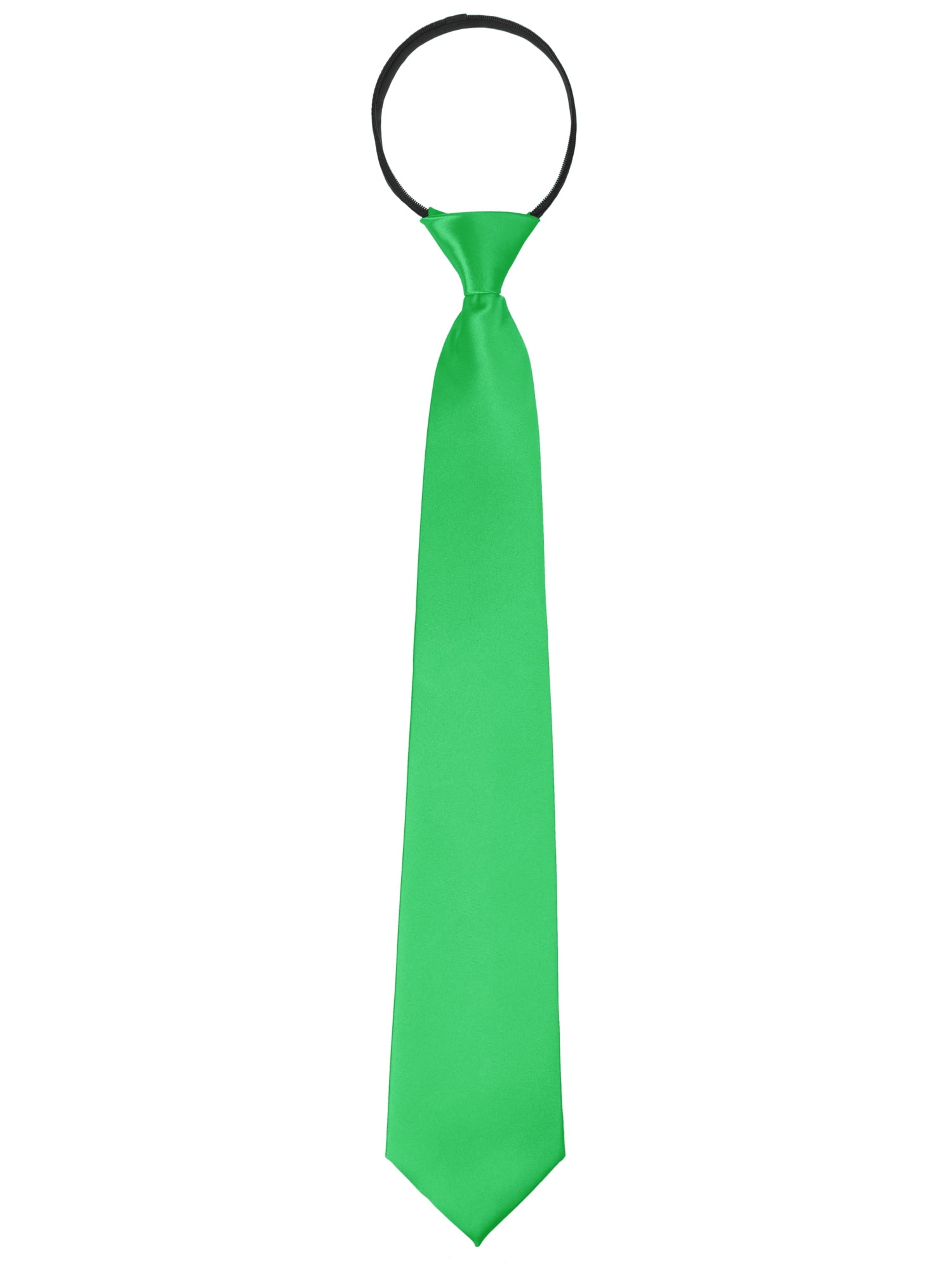 Elerevyo Pretied Zipper Ties for Men Solid Color Satin Shine Neckties Formal Casual Green ...