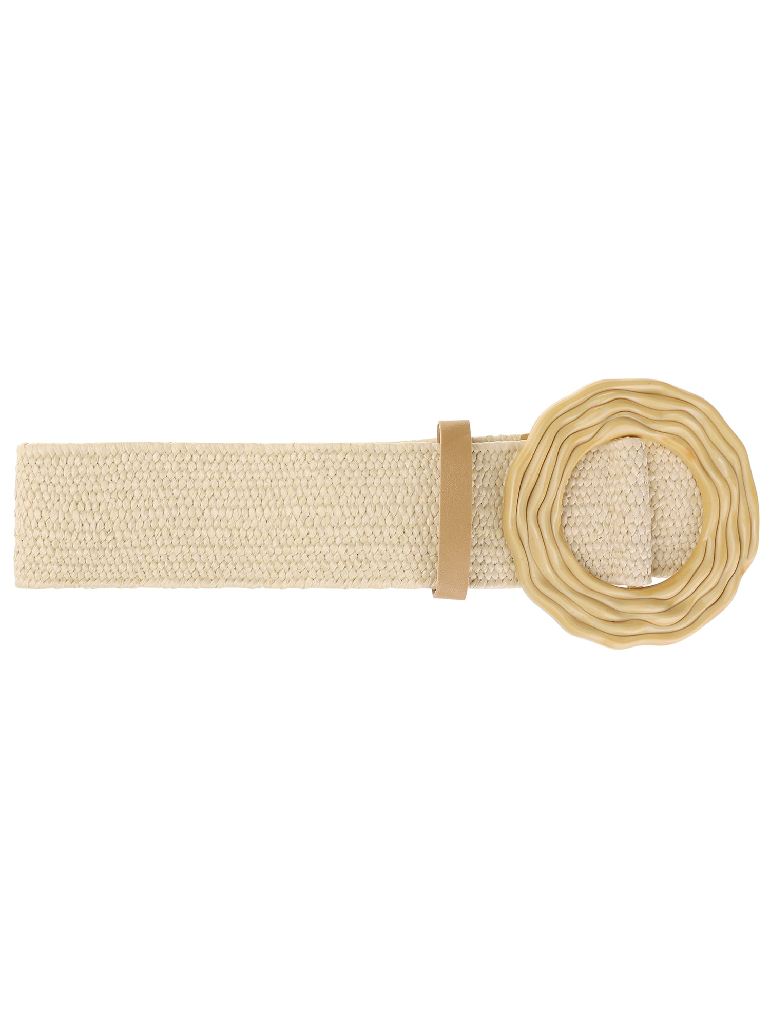 INSPIRE CHIC Straw Woven Rattan Stretch Belt Boho Braided Elastic Wide ...