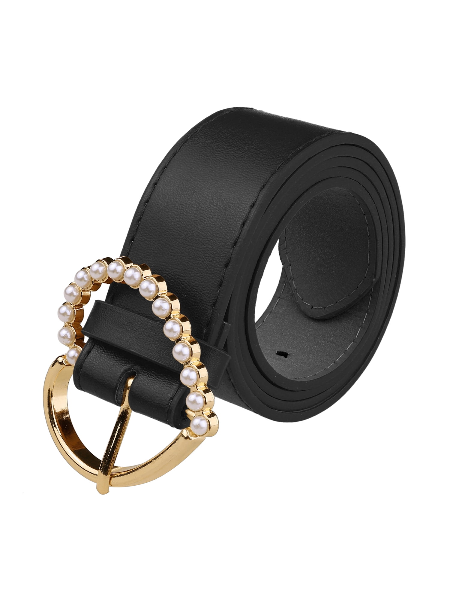 INSPIRE CHIC Stylish Women's Belt Heart-Shaped Buckle with Beads Belts ...