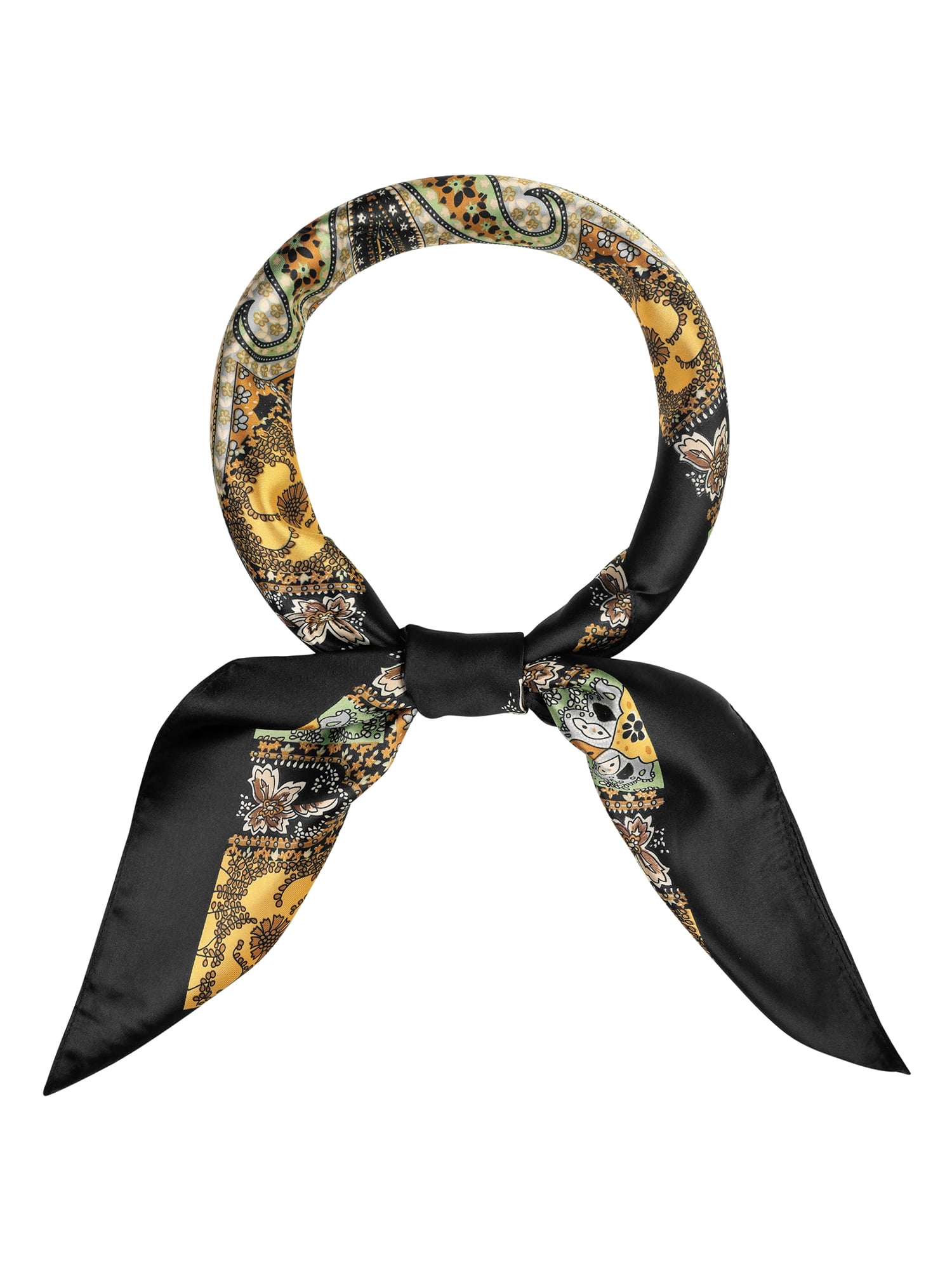 Elerevyo Women Satin Square Scarf 35" Large Paisley Symmetric Silky ...