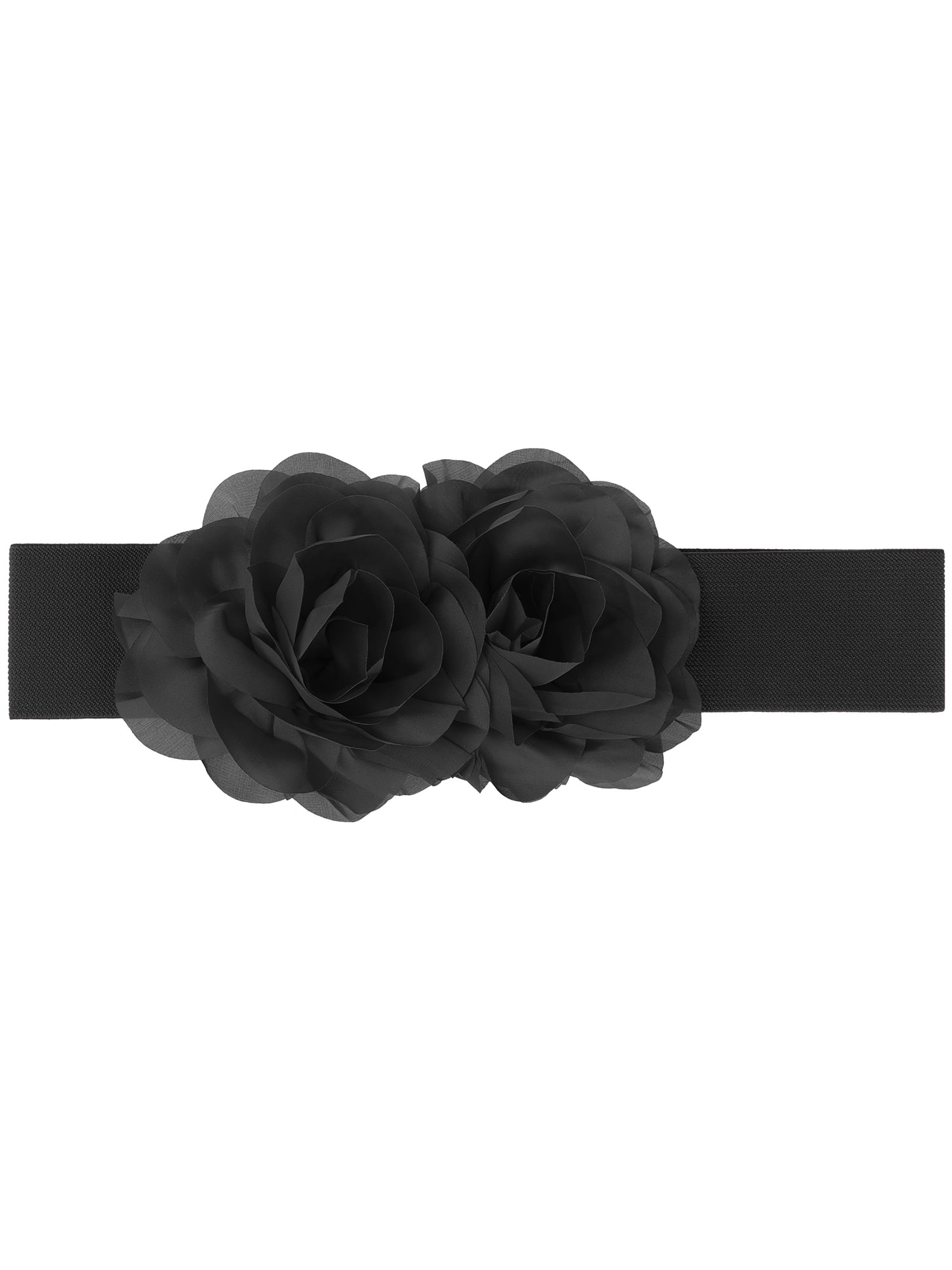 INSPIRE CHIC Women's Big Double-Flower Stretchy Belt, Elastic Wide ...