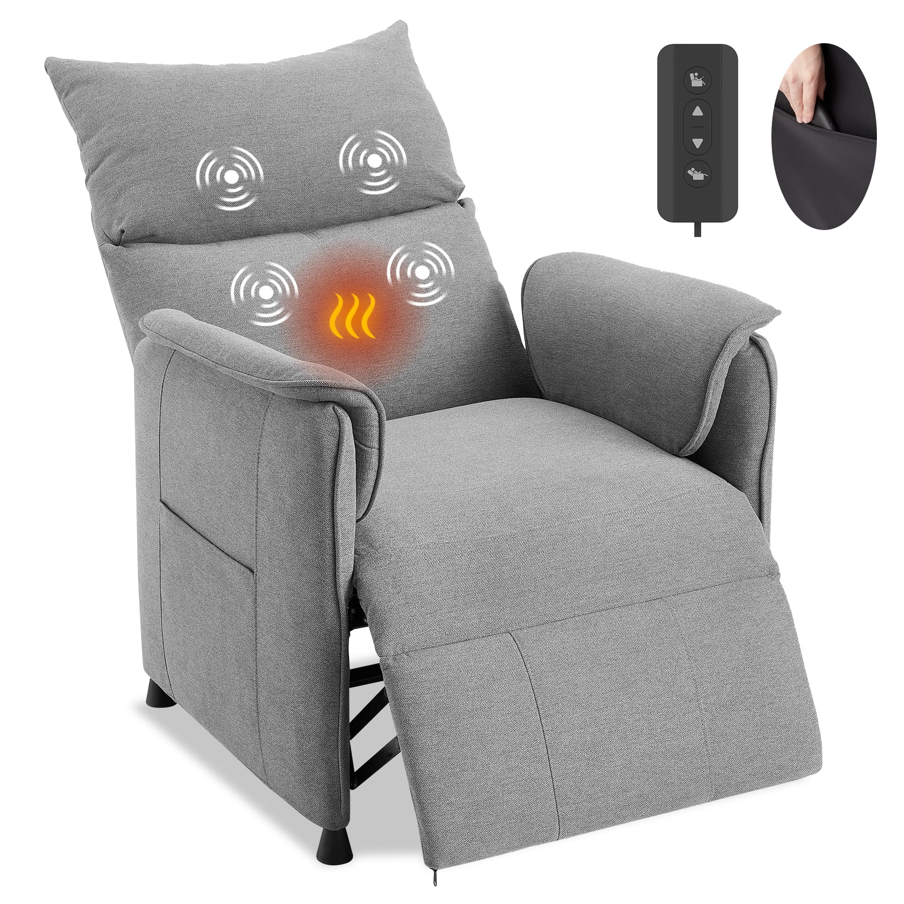 Elertric Recliner Chair with Massage and Heat, Adjustable Single ...