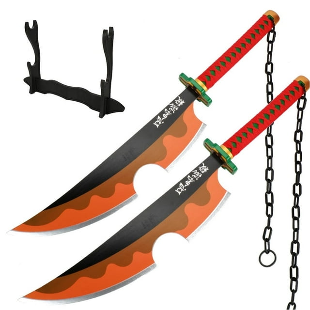 Elervino Anime Demon Slayer Uzui Tengen Swords, 2 Piece 31.5 inch ...