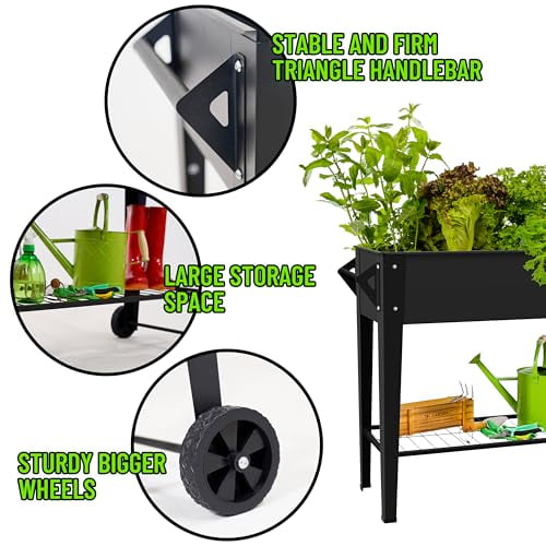 Elevate 32" Tall Raised Garden Bed Outdoor with Wheels & Shelf for ...