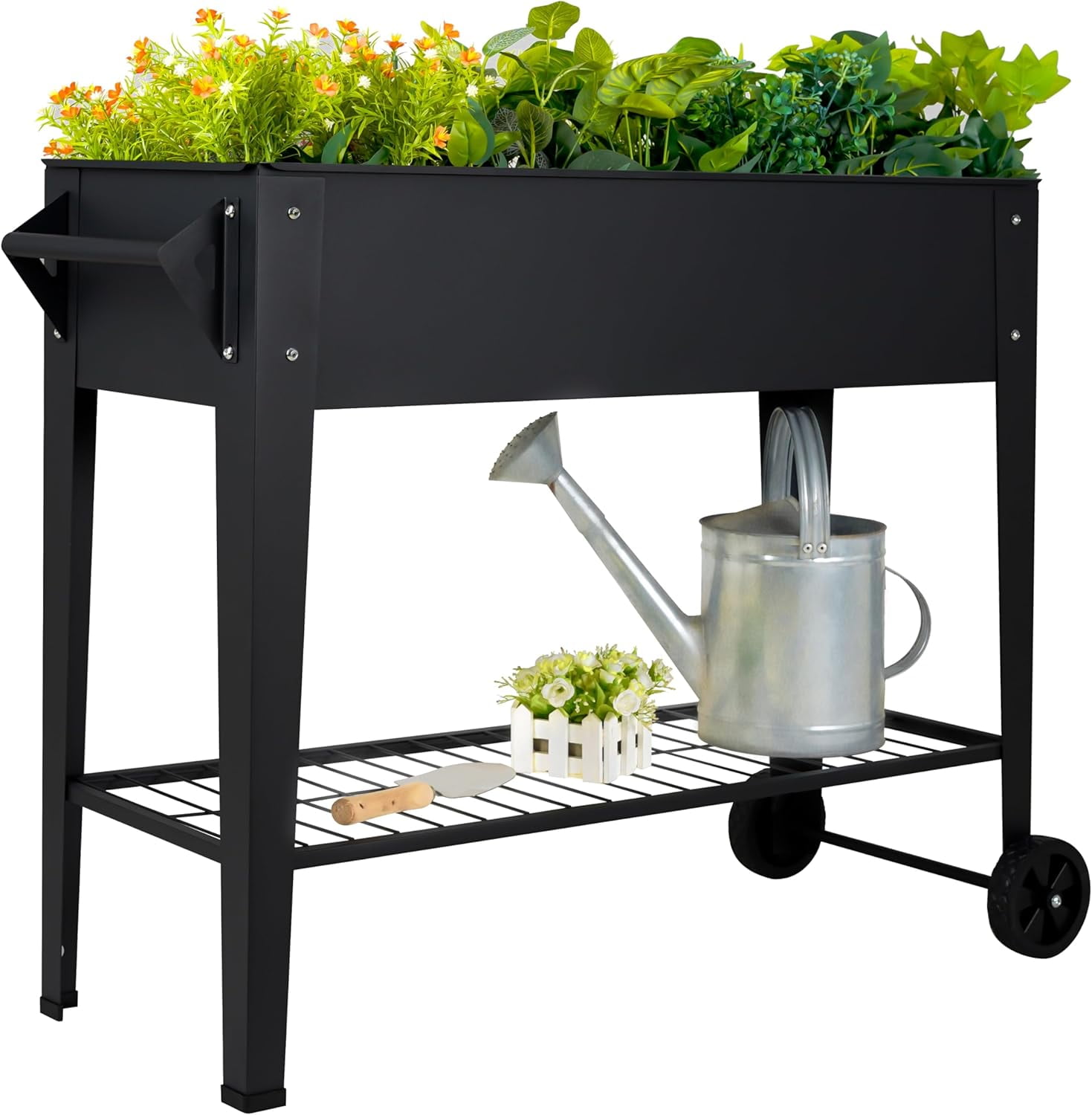Elevate 32" Tall Raised Garden Bed Outdoor with Wheels & Shelf for ...