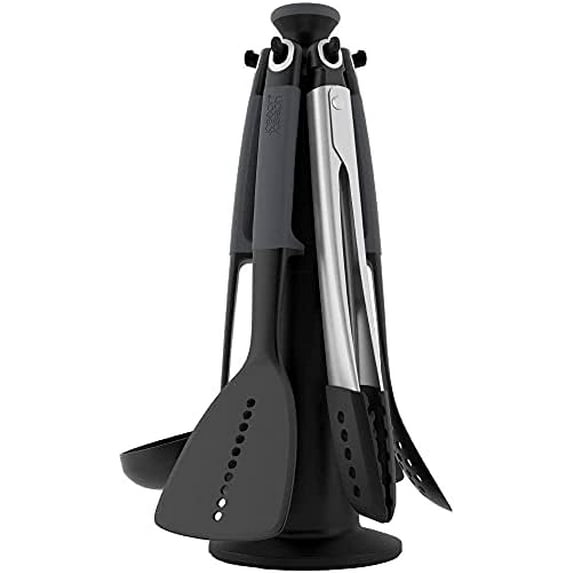 Elevate Carousel Nylon Kitchen Utensil Set with Rotating Storage Stand ...