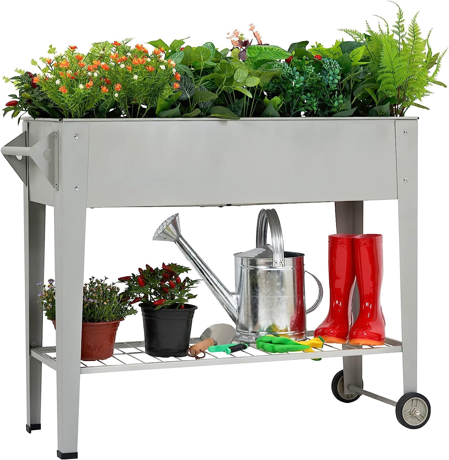 Elevate Herb Garden Planter Box Outdoor Raised Beds with Legs Wheels ...