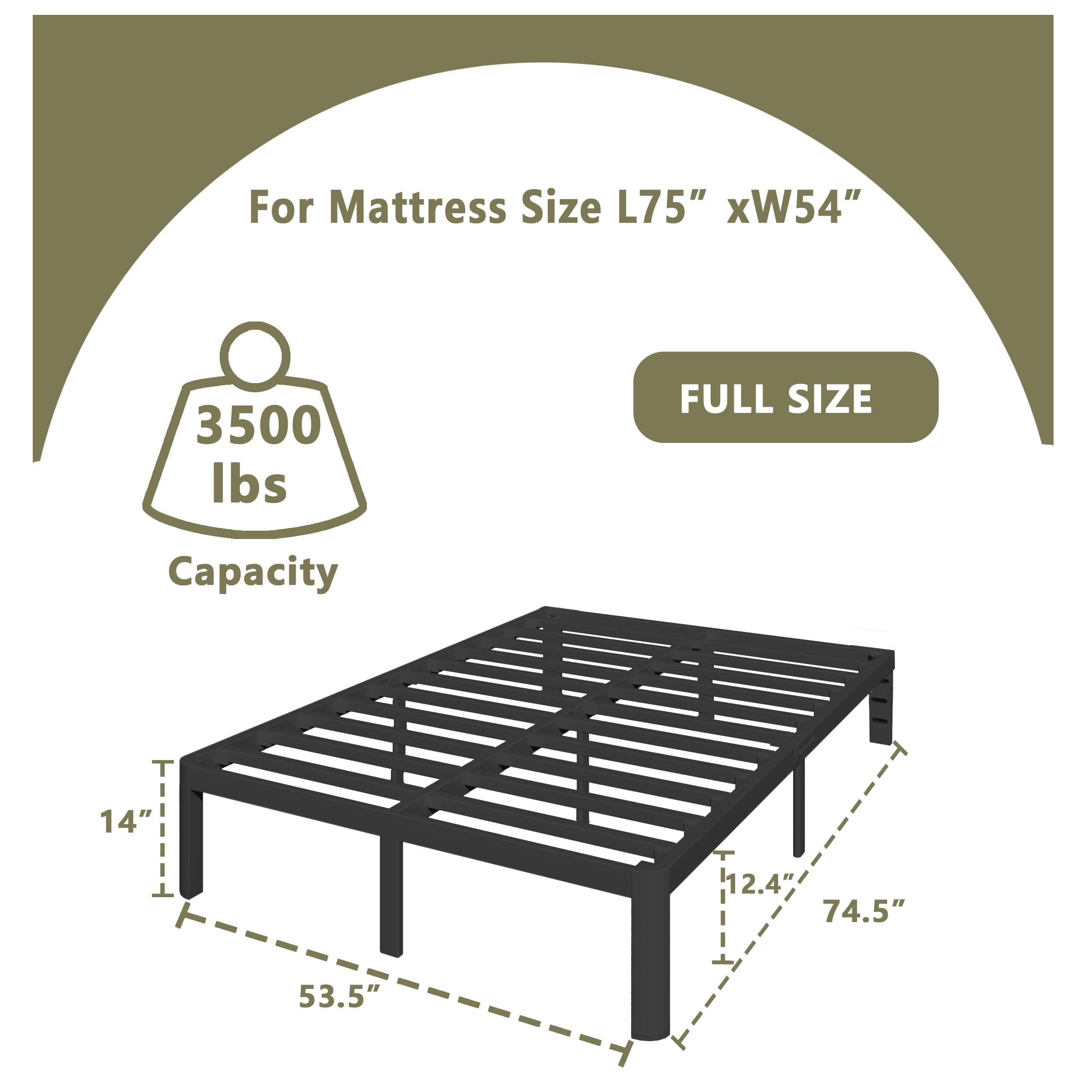 Elevate Your Rest with a 14 Inch Full Size Bed Frame - No Box Spring ...