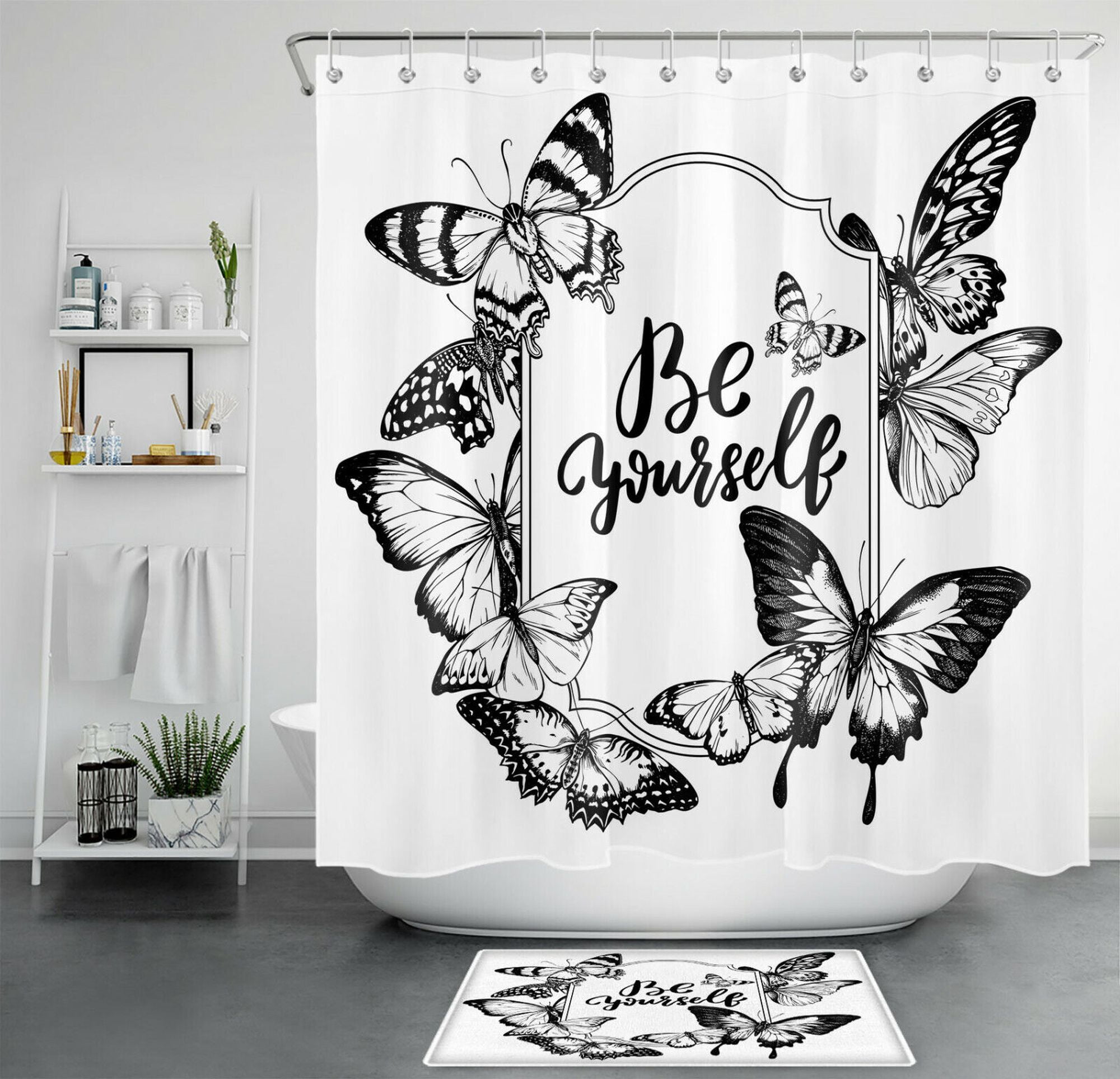 Elevate Your Bathroom Decor With Vintage Butterfly Art On A Stylish