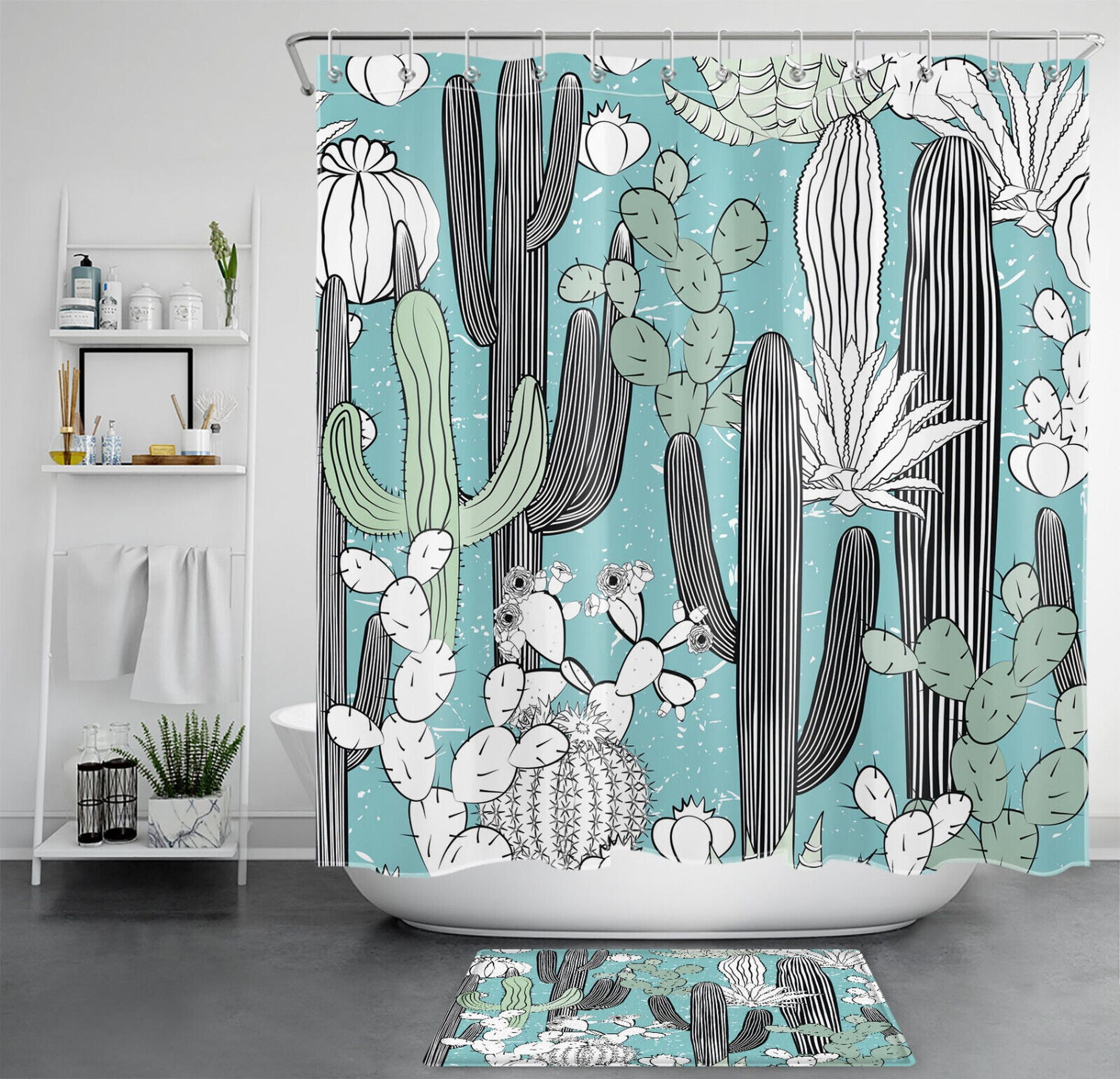 Elevate Your Bathroom Decor With A Chic Cactus Shower Curtain Set