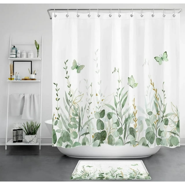 Elevate Your Bathroom Decor With A Chic Eucalyptus Leaf Shower Curtain