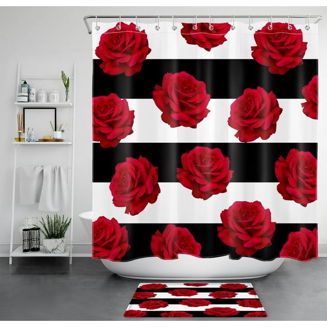 Elevate Your Bathroom Decor with a Stylish Floral Stripes Shower ... Elevate Your Bathroom Decor with a Stylish Floral Stripes Shower ...
