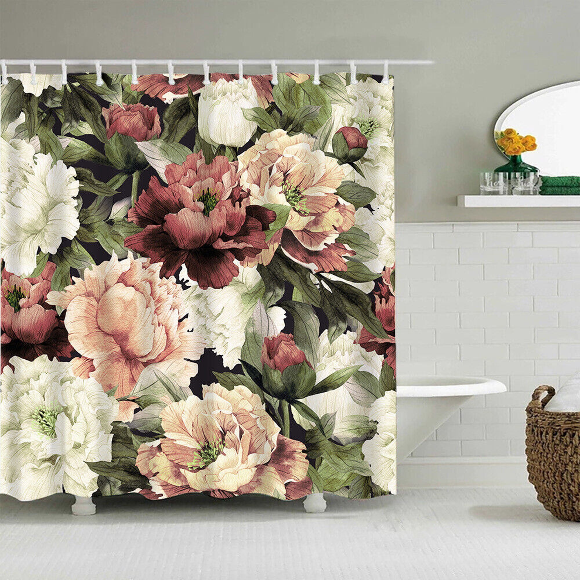 Elevate Your Bathroom Decor with a Tailored Waterproof Floral Shower ...