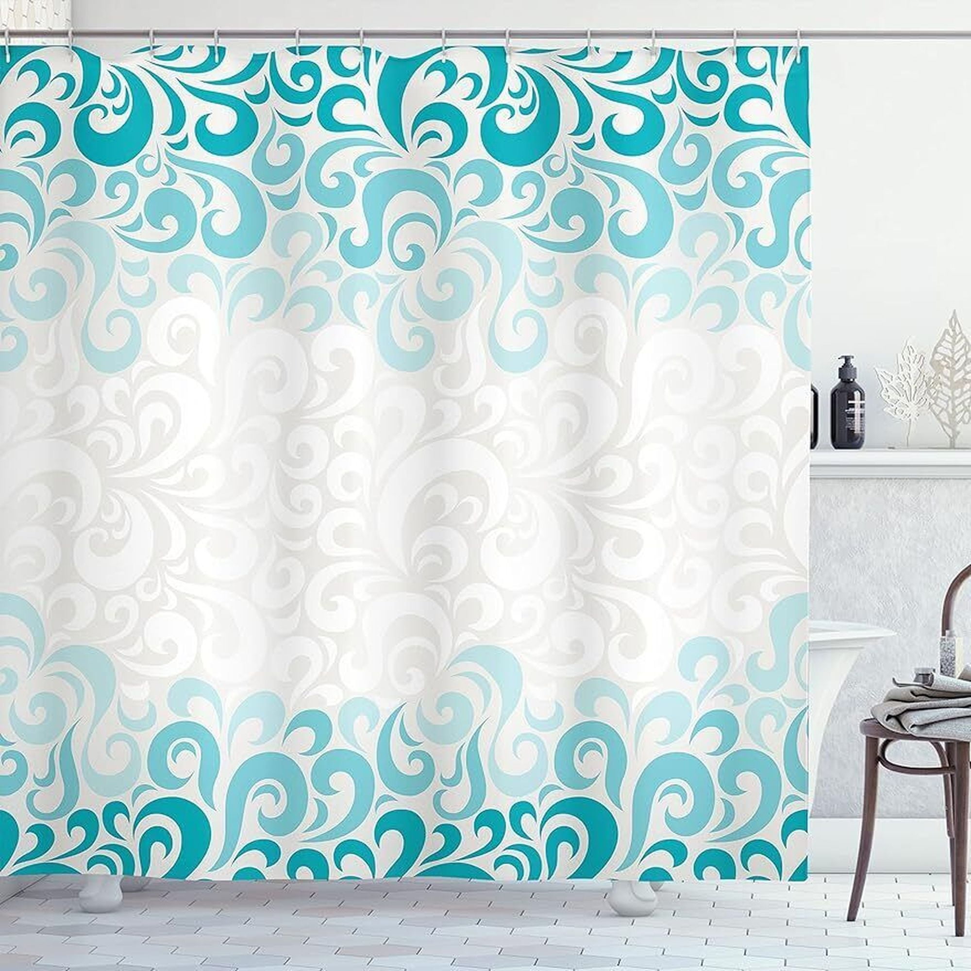 Elevate Your Bathroom Decor With A Turquoise Floral Shower Curtain Set