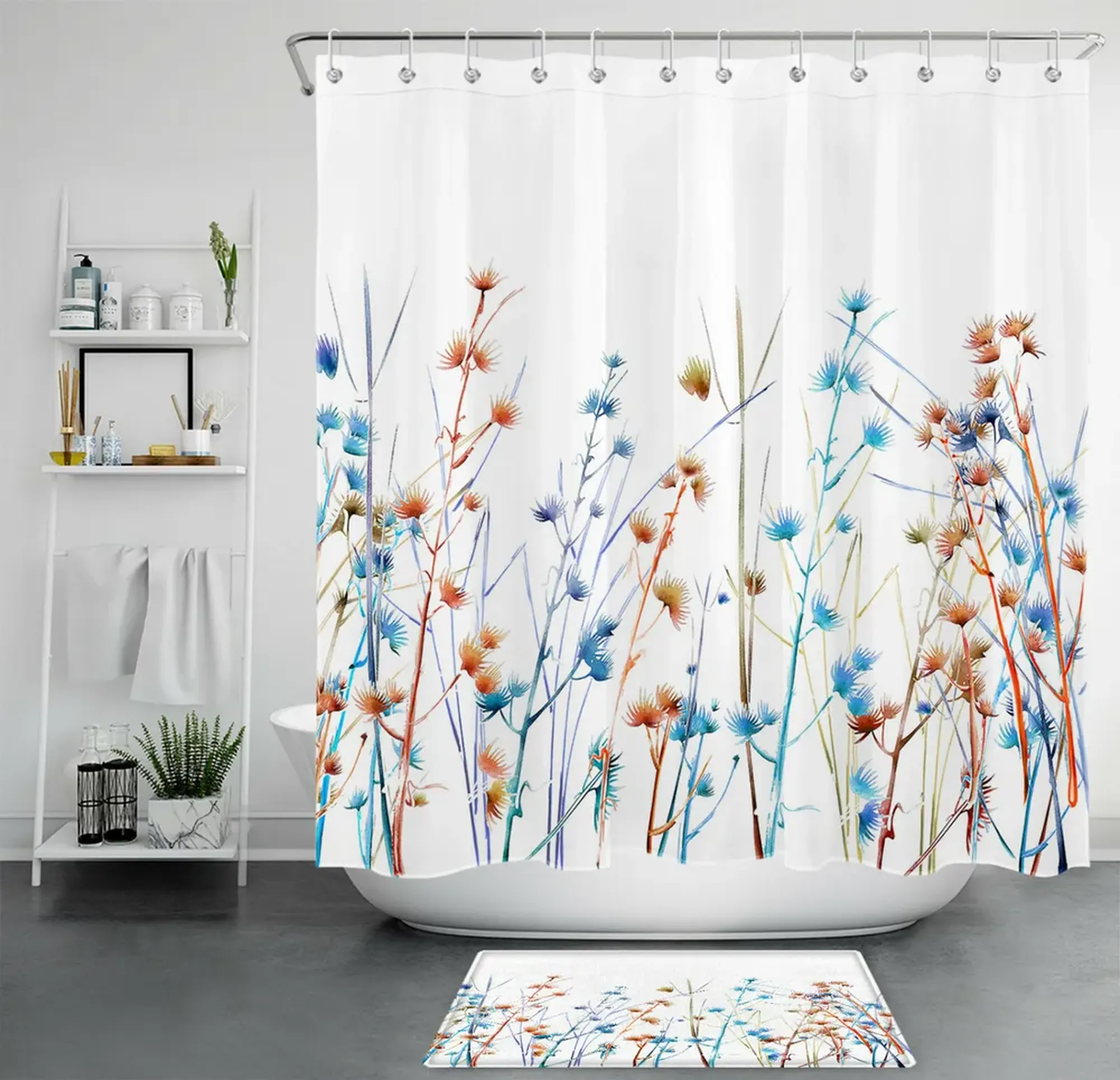 Elevate Your Bathroom Decor With A Watercolor Wildflower Shower Curtain