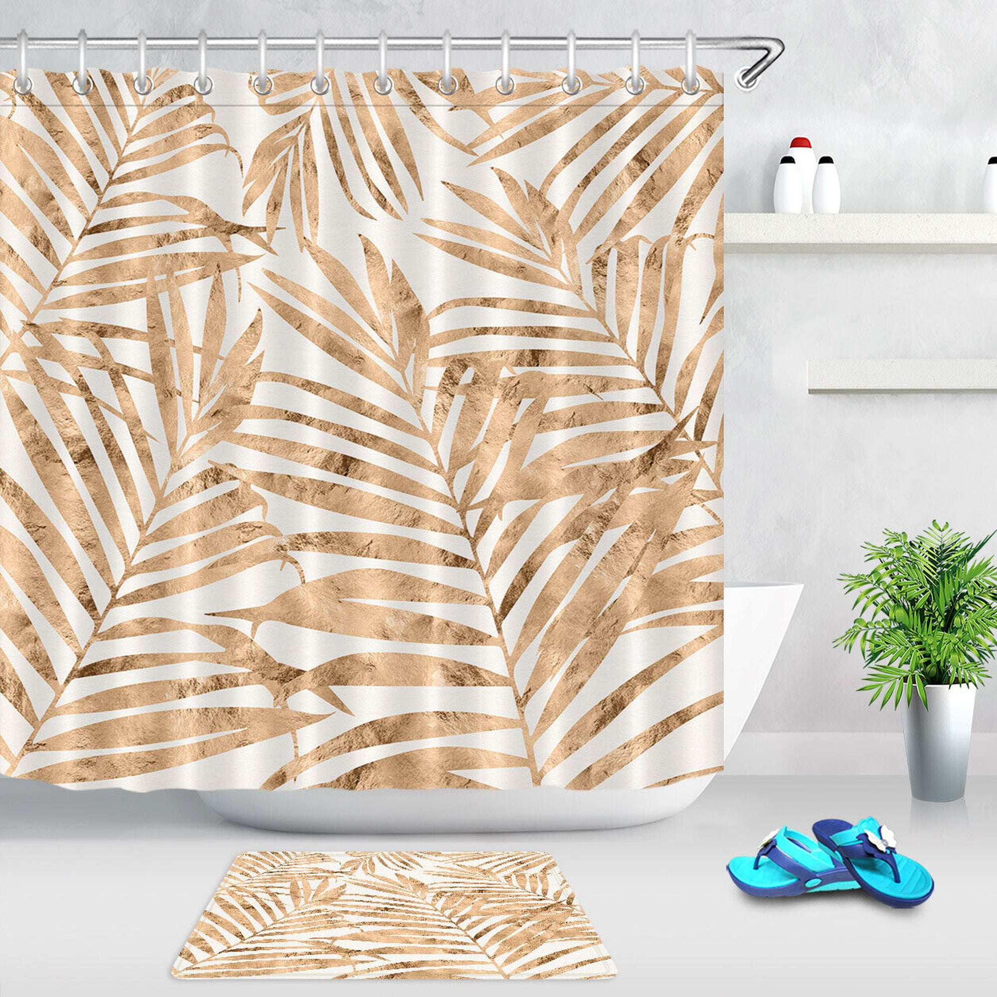 Elevate Your Bathroom with Luxurious Golden Palm Leaf Decor - Create a ...