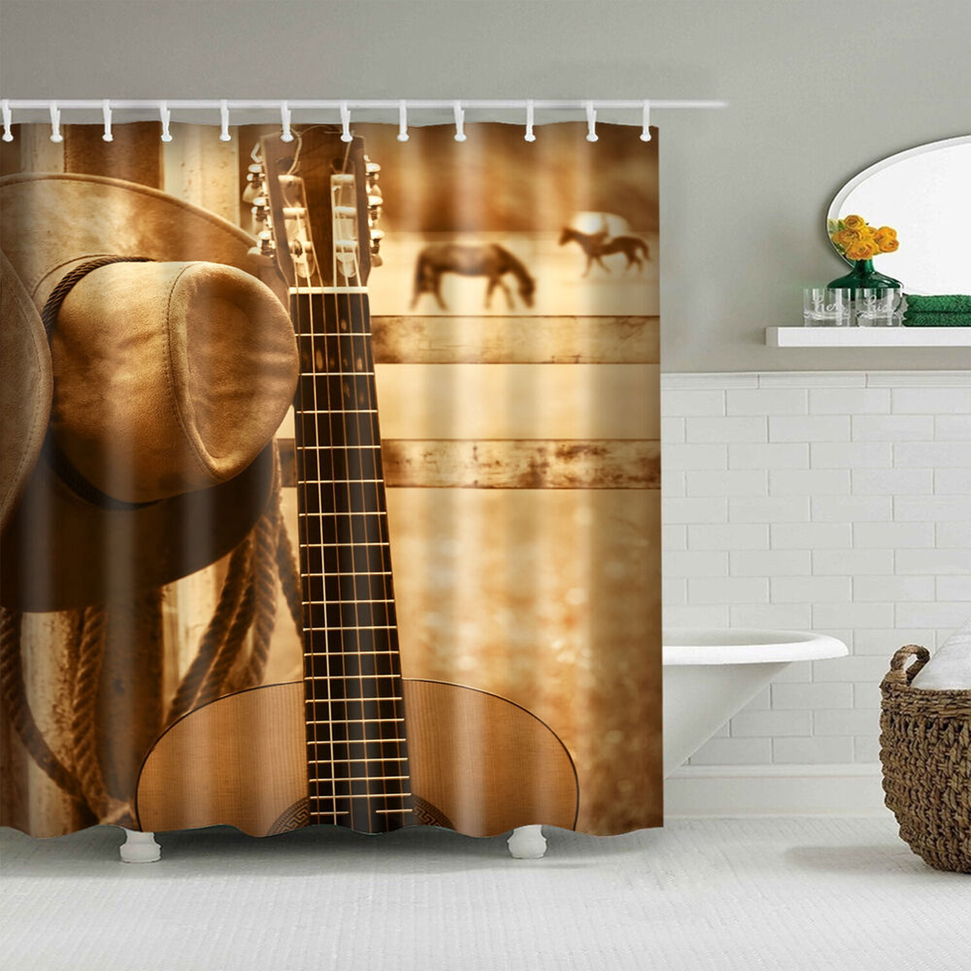 Elevate Your Bathroom with Vintage Cowboy Shower Curtain Set: Rustic ...