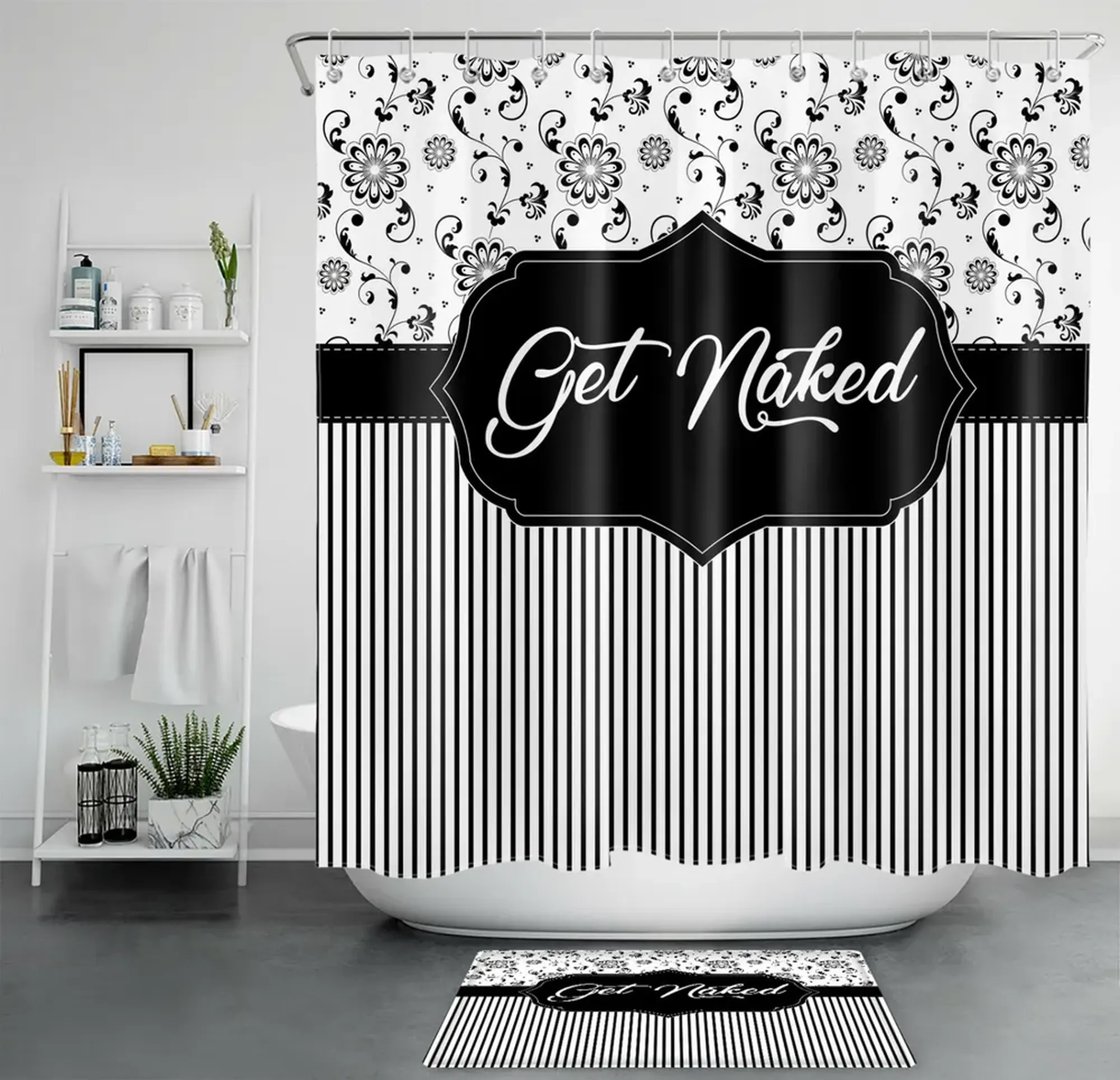Elevate Your Bathroom With A Stylish Monochrome Striped Shower Curtain