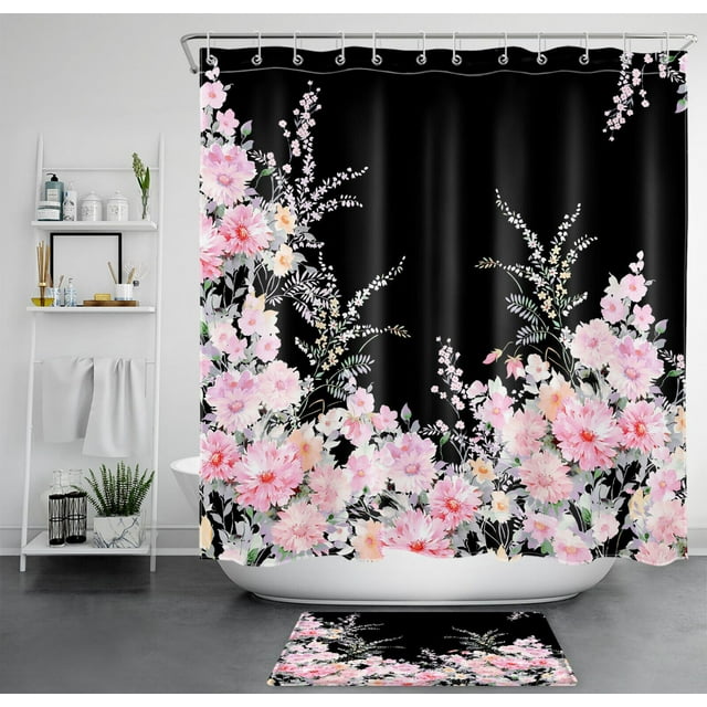 Elevate Your Bathroom With An Elegant Watercolor Floral Shower Curtain