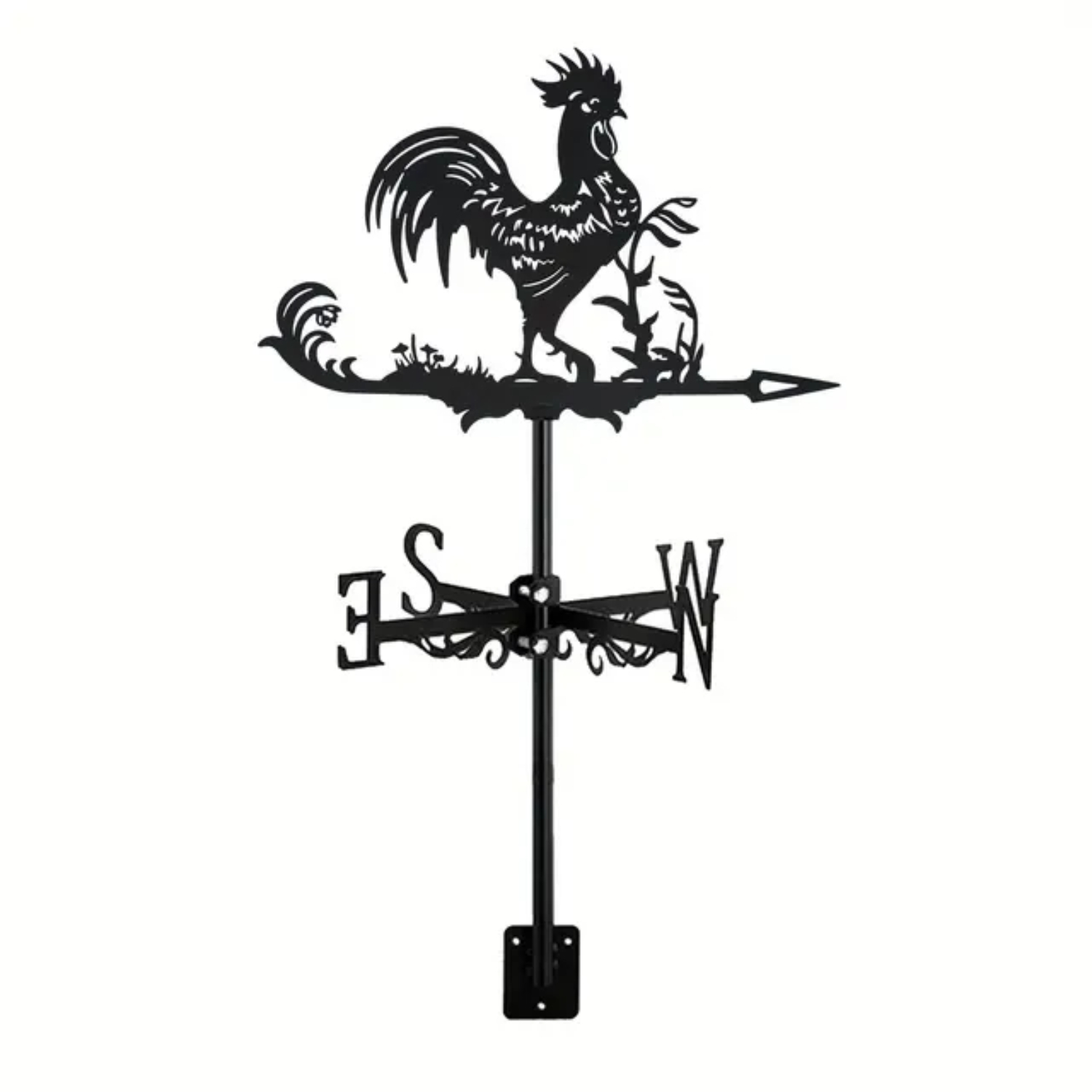 Elegant Black Metal Rooster Cock Weathervane for Outdoors Decoration ...