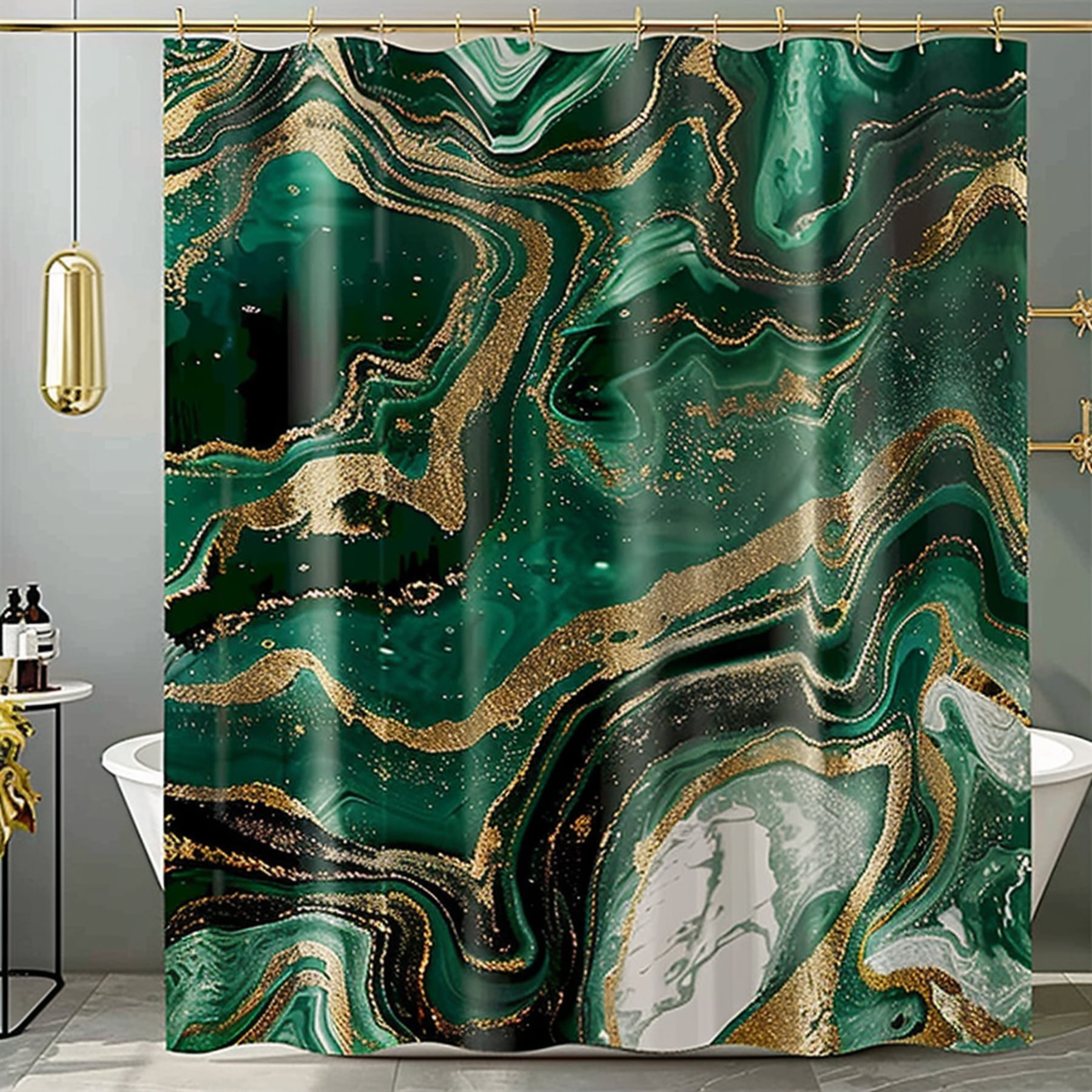Elevate your bathroom decor with a luxurious emerald green and gold ...