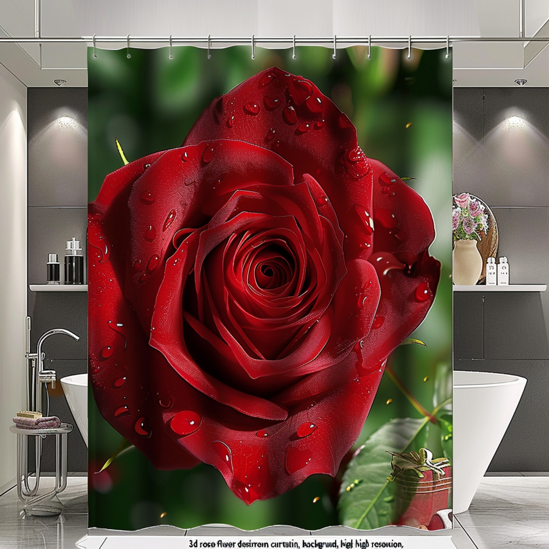 Elevate your bathroom decor with a stunning red rose flower design ...
