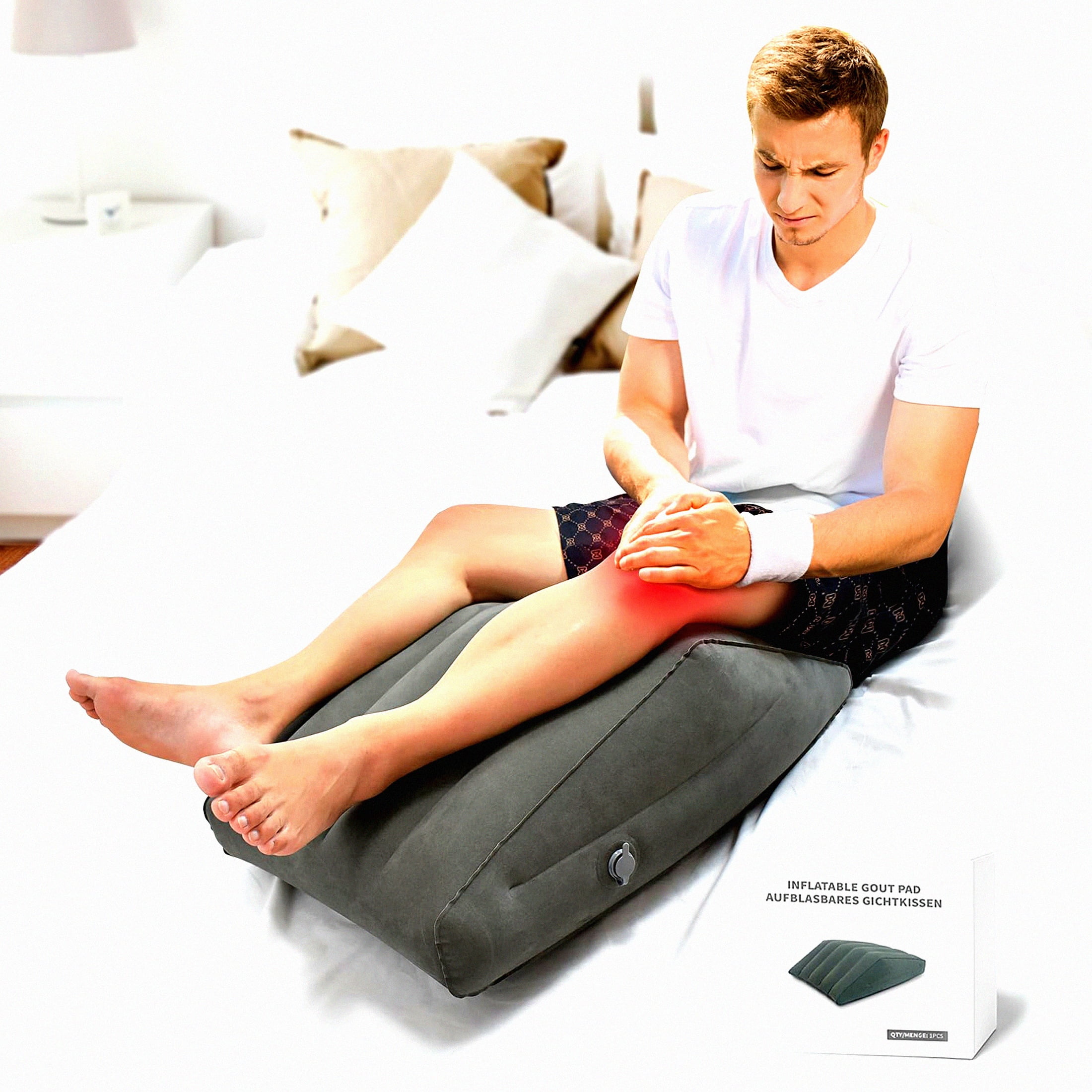 ElevateEase Leg Wedge Pillow - Adjustable Height Inflation for Edema ...