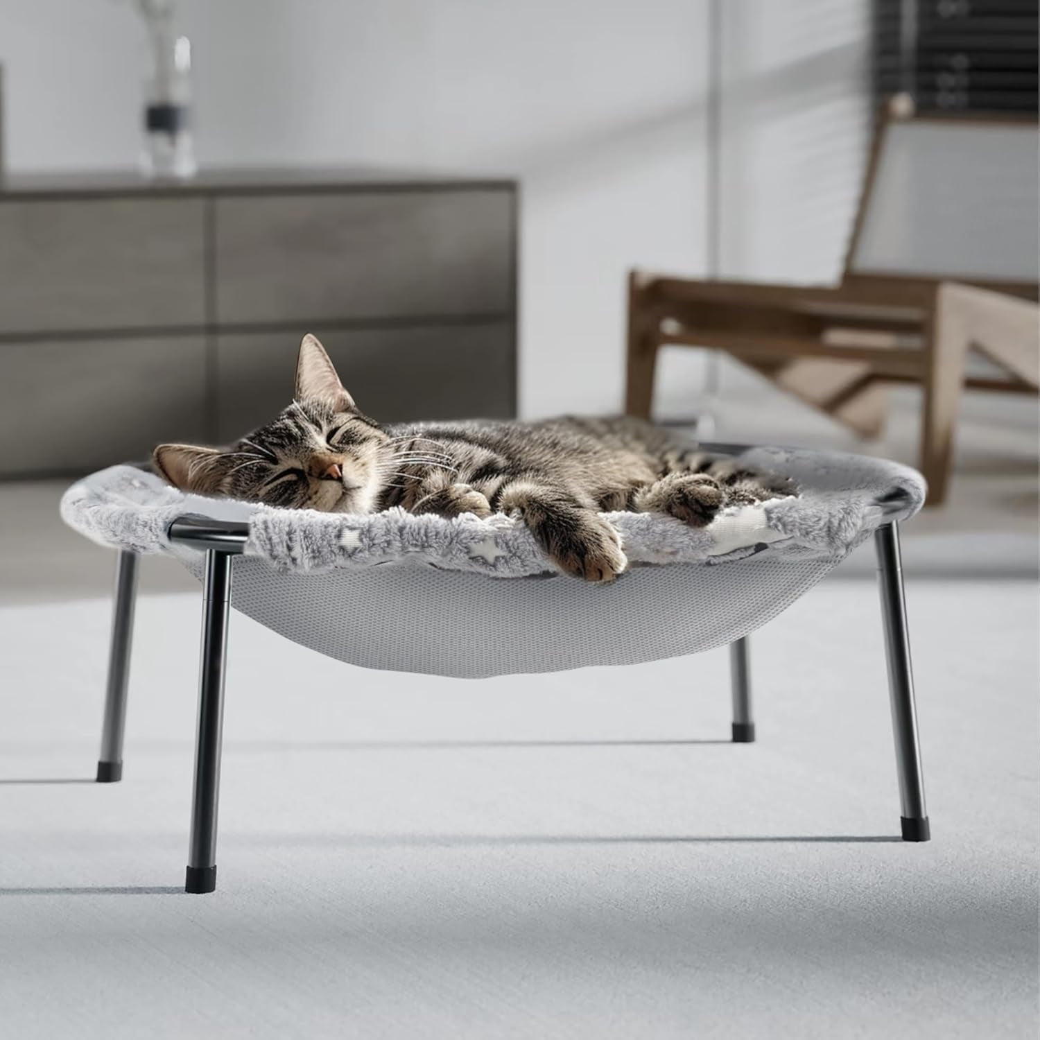 Elevated Cat Bed, Glow-in-The-Dark Fabric Cat Hammock Bed for Large ...