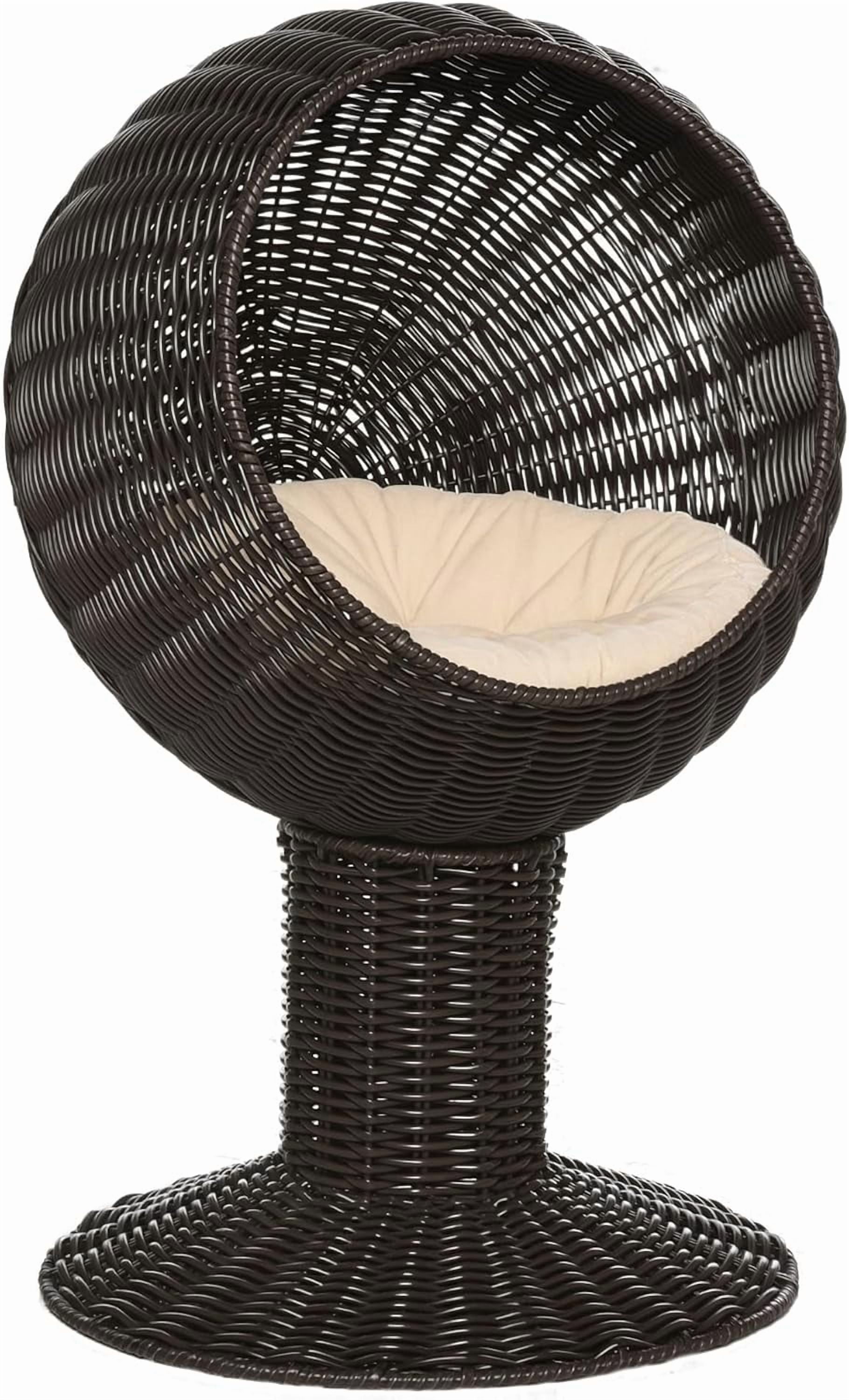 Elevated Cat Bed with Rotatable Egg Chair Pod, Cat Basket Bed with ...