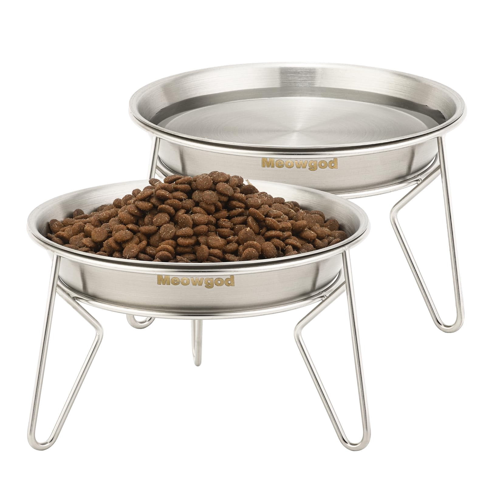 Elevated Cat Bowls,6.7" Extra Wide Raised Stainless Steel Cat Food ...