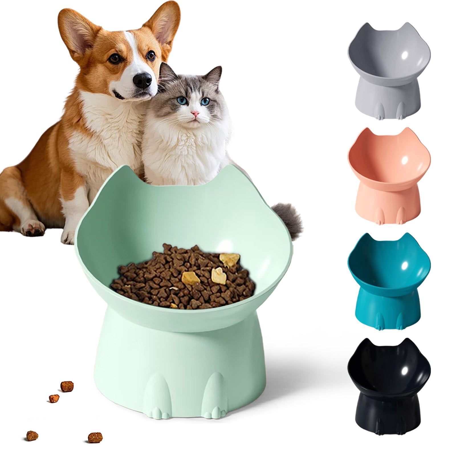 Elevated Cat Food Bowl, Plastic Raised and Tilted Water Bowl, Anti ...