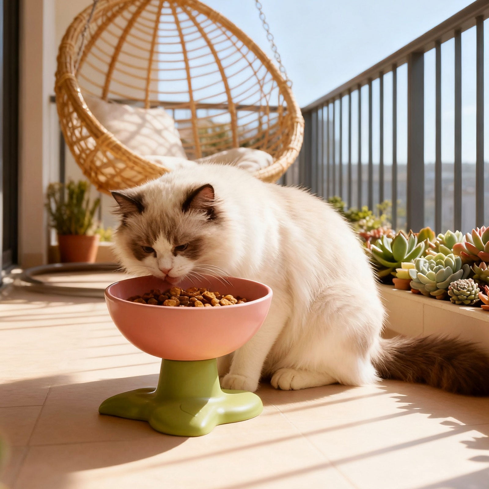 Elevated Cat Food & Water Bowl | Wide Shallow Design for Comfort ...