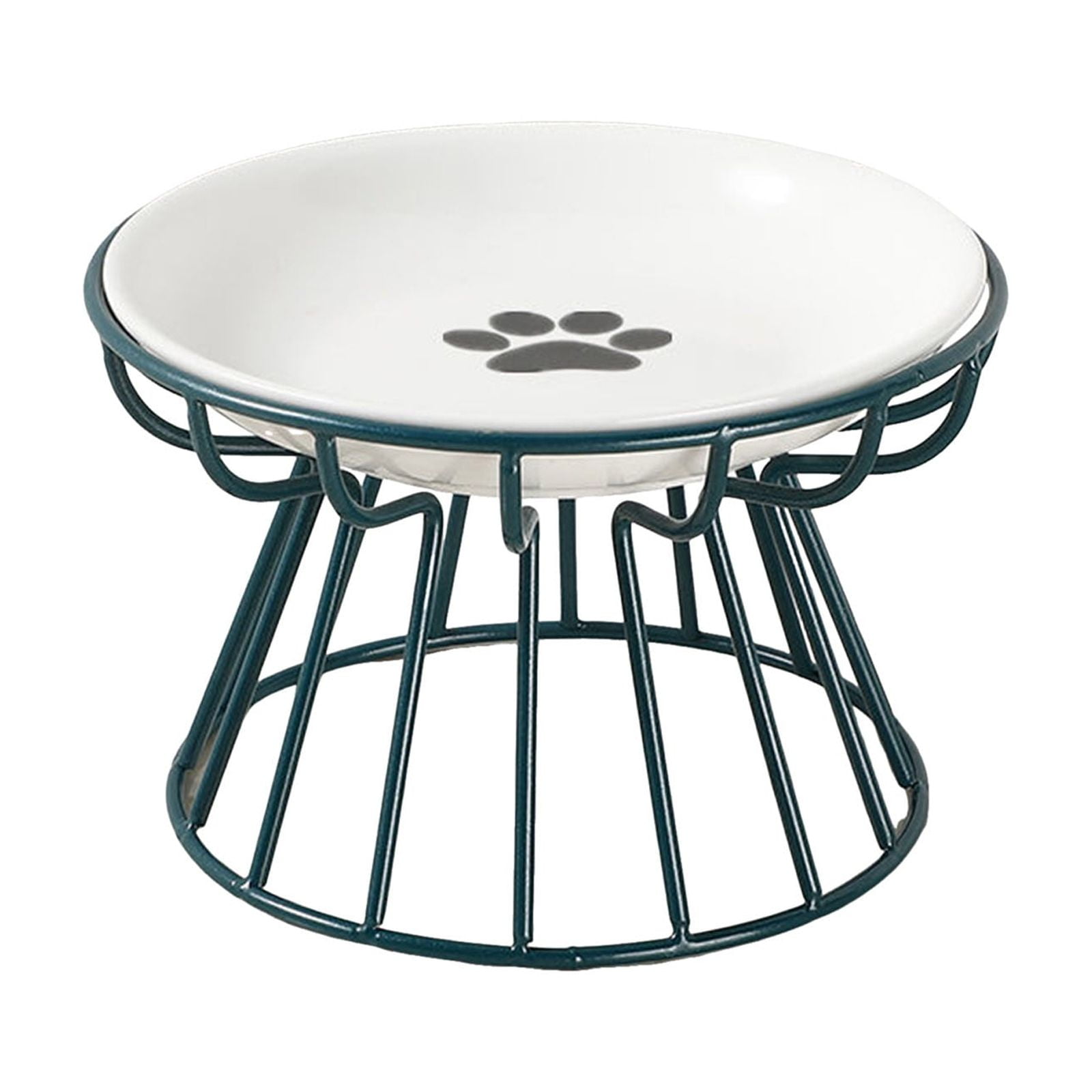 Elevated Ceramic Cat Dish with Metal Stand Whisker Friendly Shallow ...