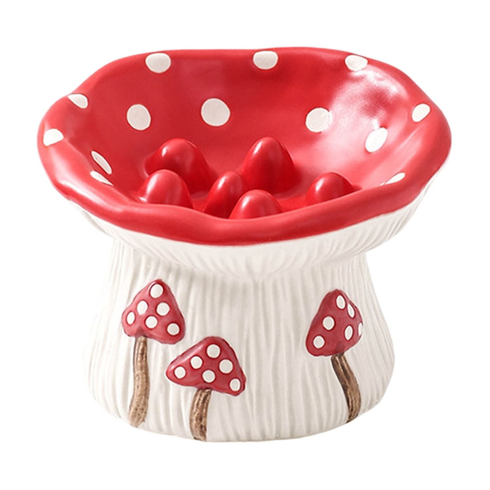 Elevated Ceramic Cat Slow Feeder Dish Wide Shallow Vomit Whisker ...