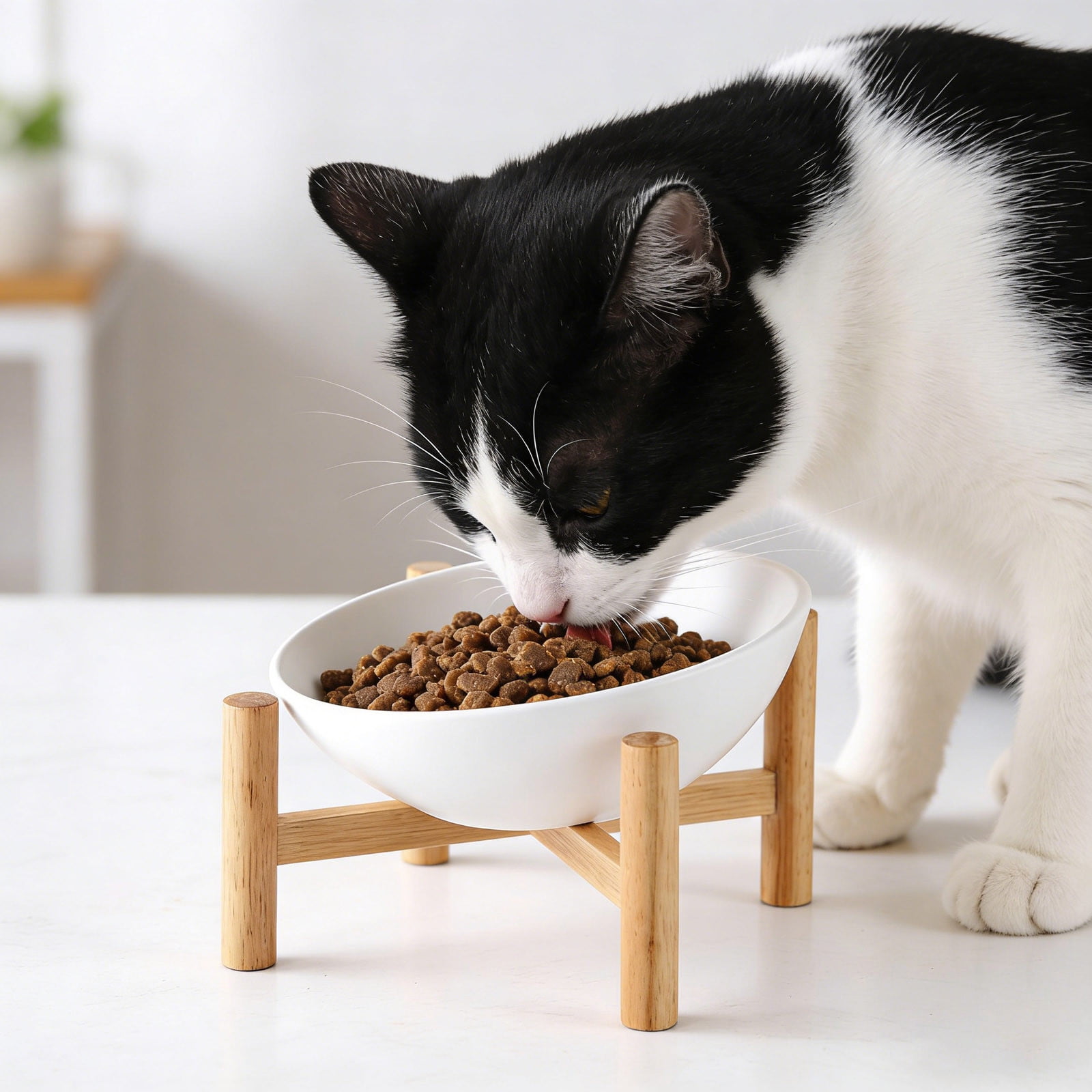 Elevated Ceramic Cat and Dog Bowls with Stand Non- Vomit Feeder ...