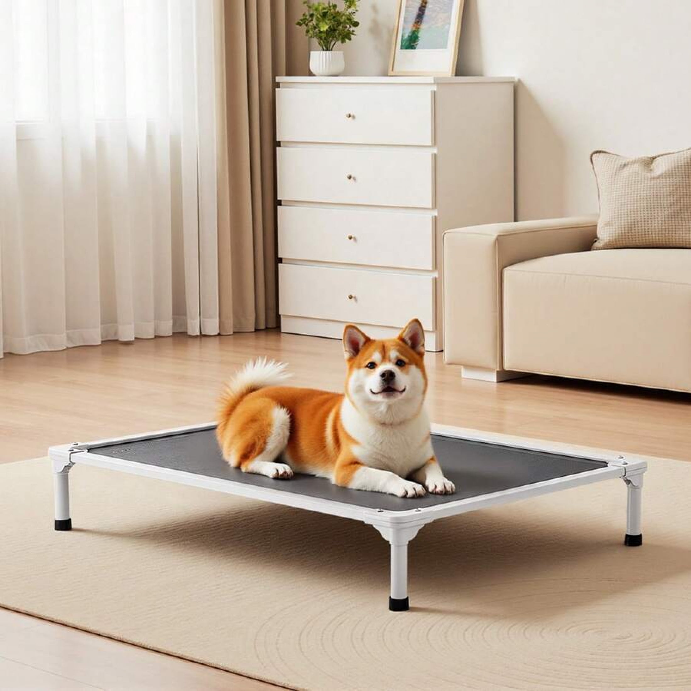 Elevated Cooling Dog Bed for Large Dogs, Portable Raised Pet Hammock ...