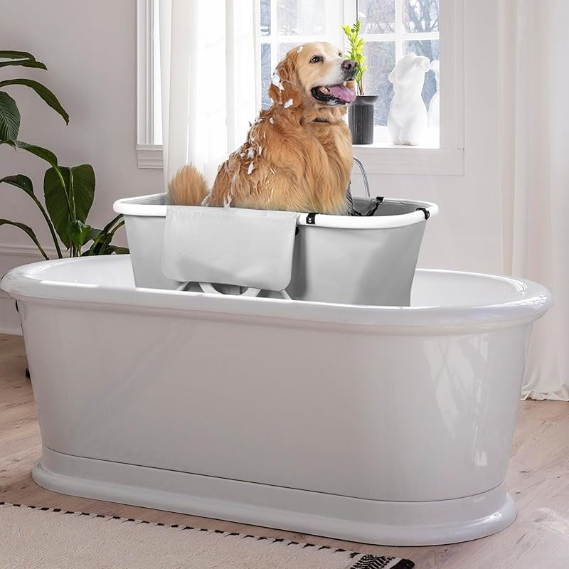 Elevated Dog Bathtub, 5 Height Adjustable Portable Dog Wash Station for ...