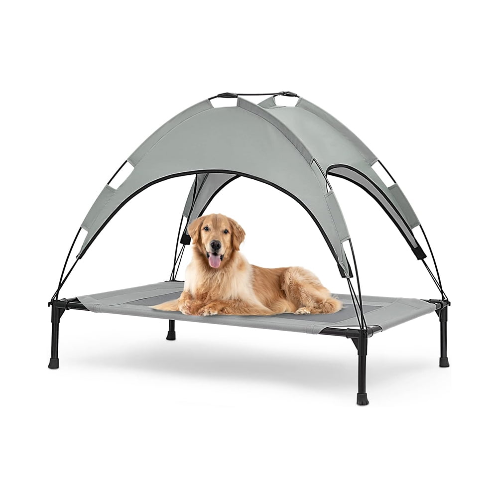 Elevated Dog Bed, Breathable Mesh Pet Cot Bed with Canopy Raised Indoor ...